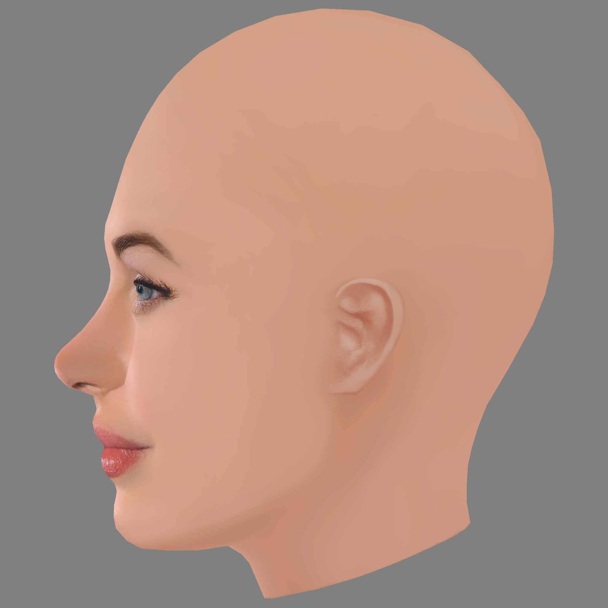 Megan Fox Head - No Hair - Low Poly Head for Game 3D Model by Nammichael