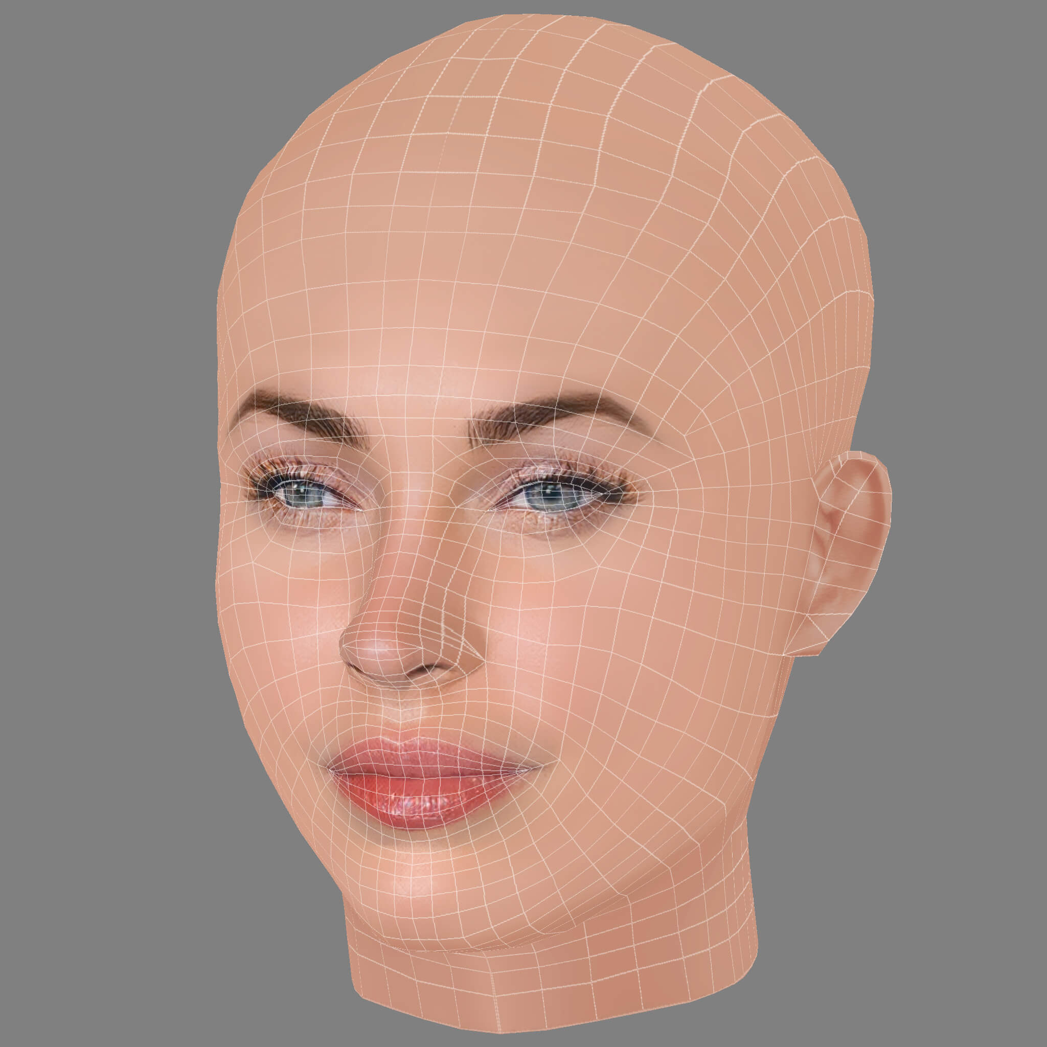 Megan Fox Head - No Hair - Low Poly Head for Game 3D Model by Nammichael