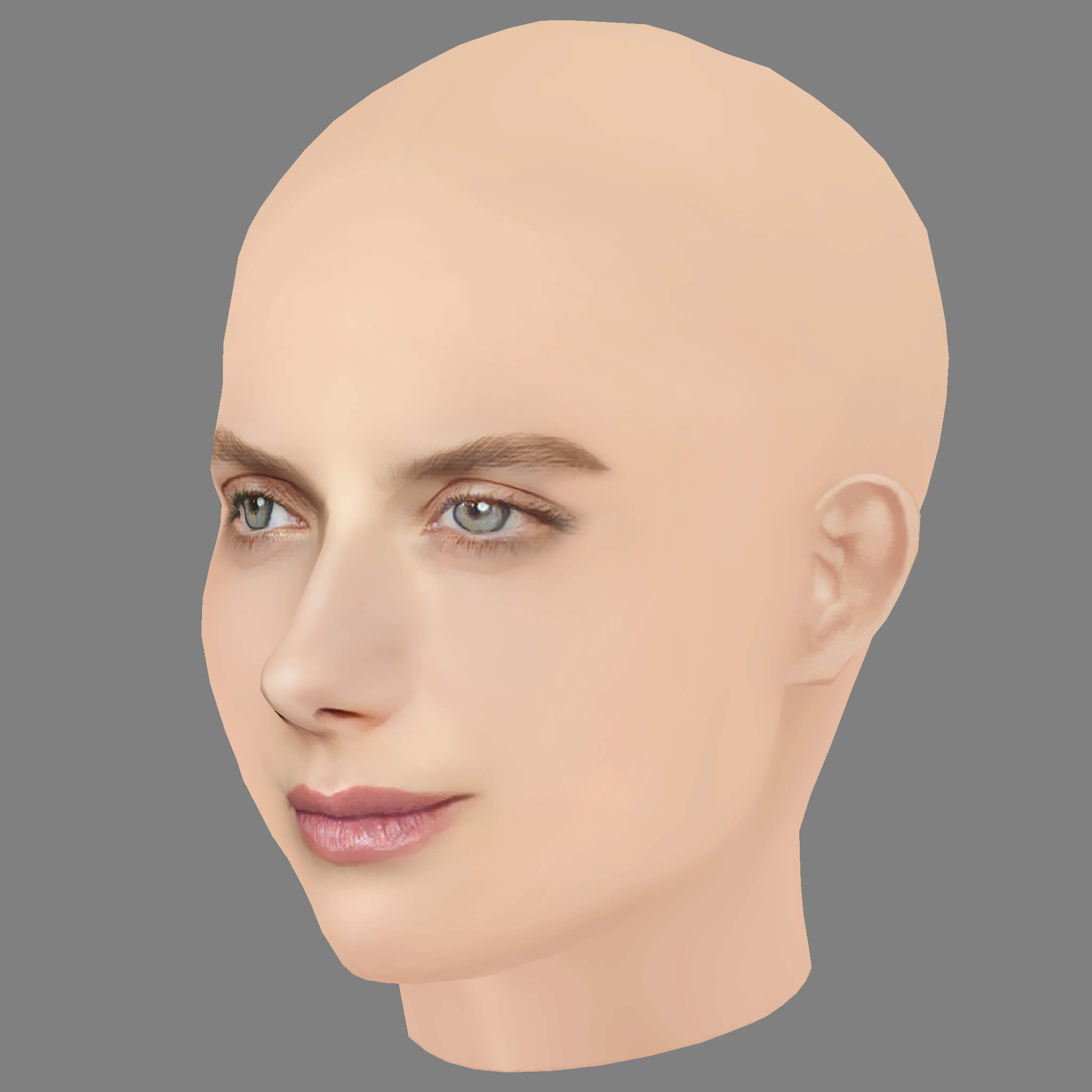 Melanie Laurent Head - No Hair - Low Poly Head for Game 3D Model by ...