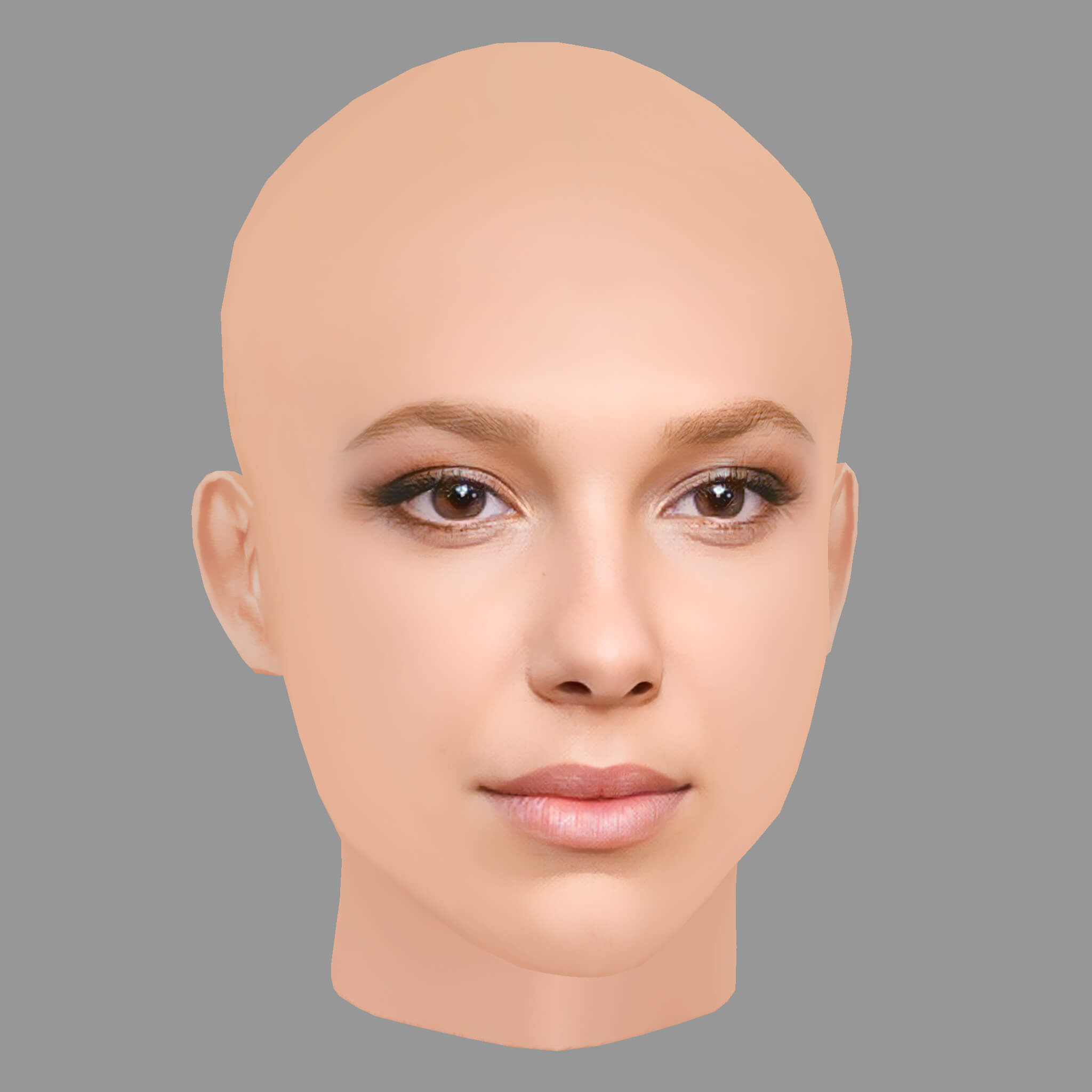 Millie Bobby Brown Head - No Hair - Low Poly Head for Game 3D Model by ...