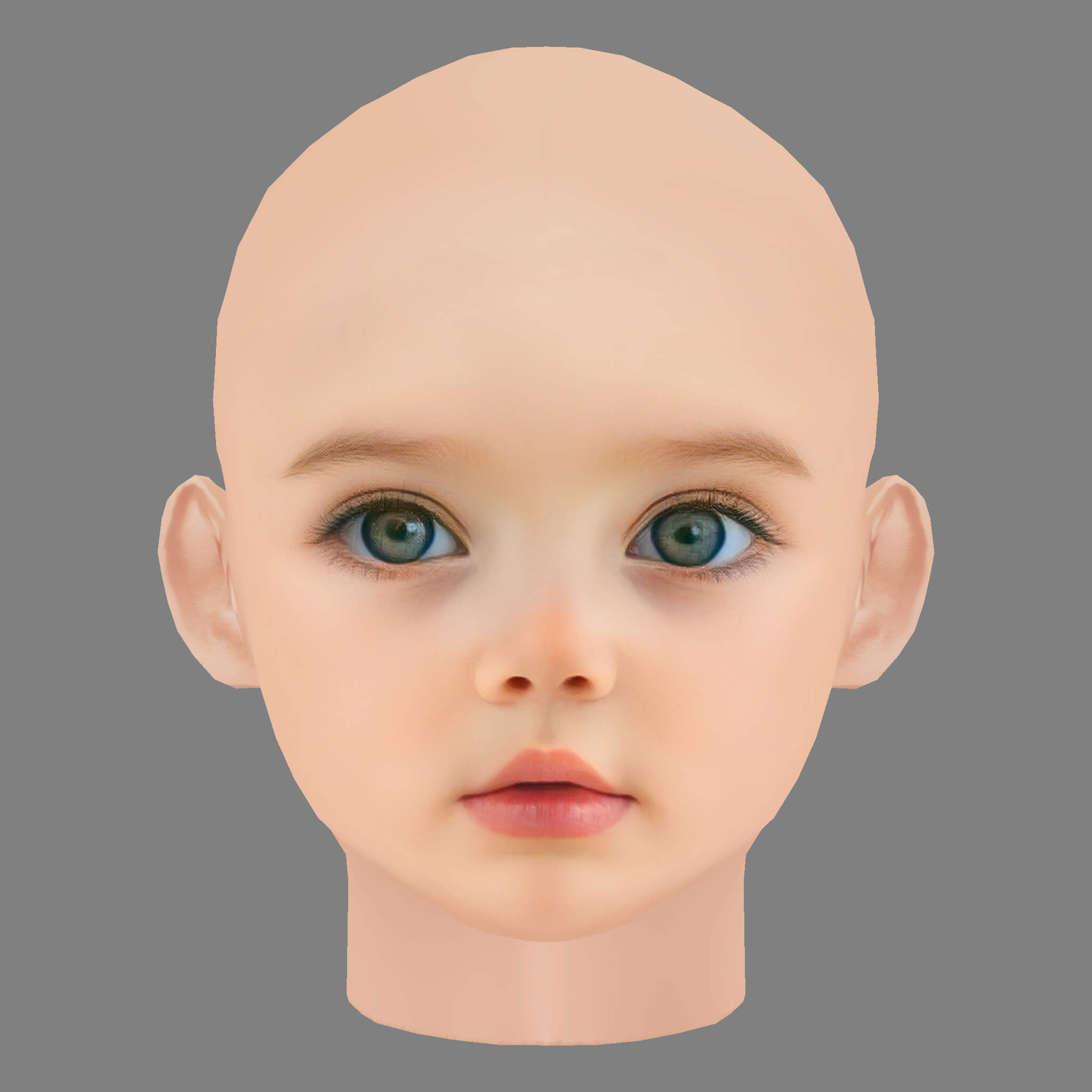 Pretty Child Head 01 - No Hair - Low Poly Head for Game 3D Model by ...