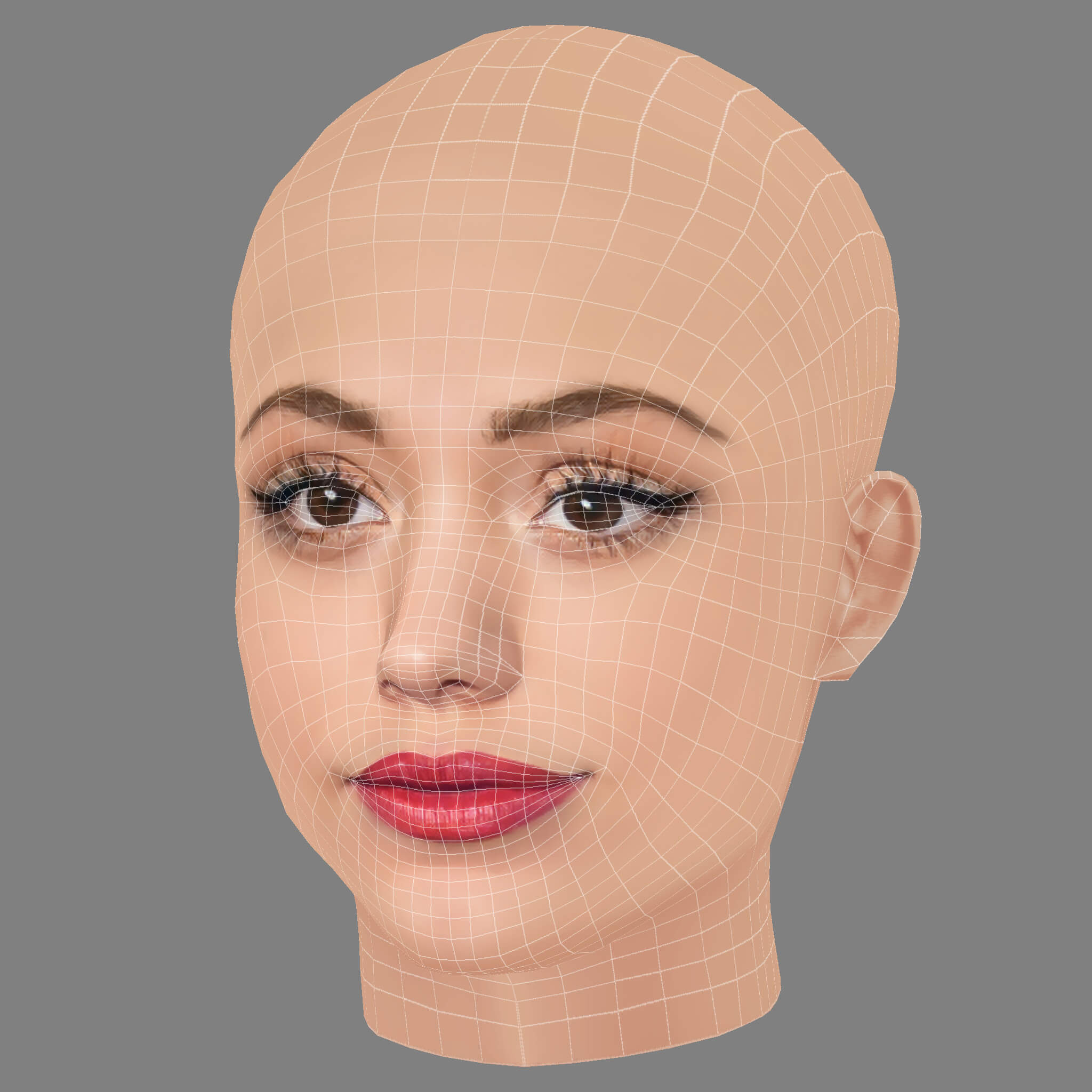 Sarah Jeffery Head - No Hair - Low Poly Head for Game 3D Model by ...
