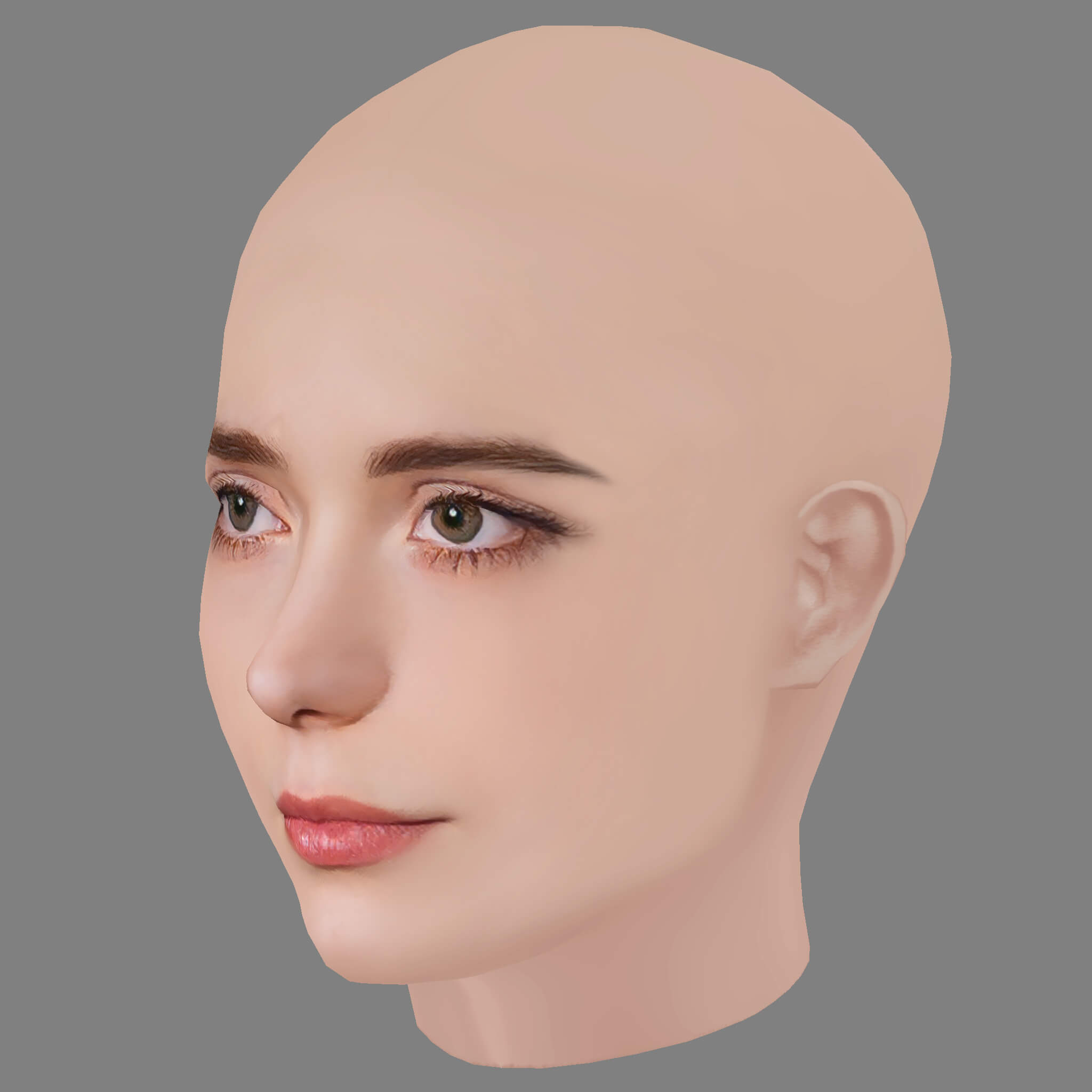Stacy Martin Head - No Hair - Low Poly Head for Game 3D Model by Nammichael