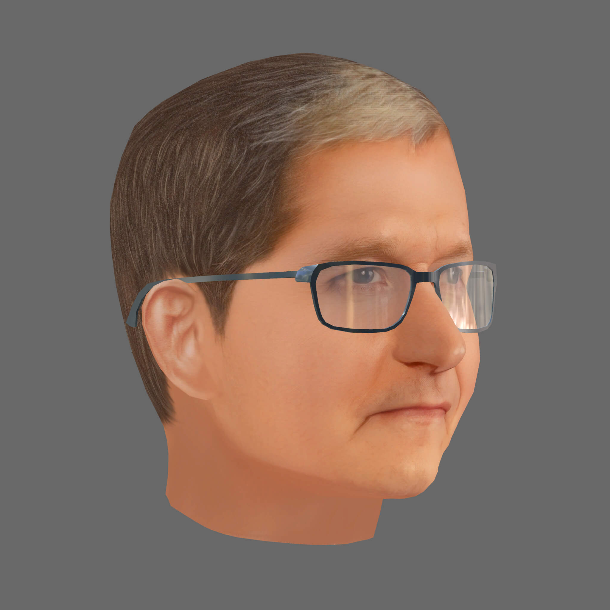 Tim Cook Head - Low Poly Head for Game 3D Model by Nammichael