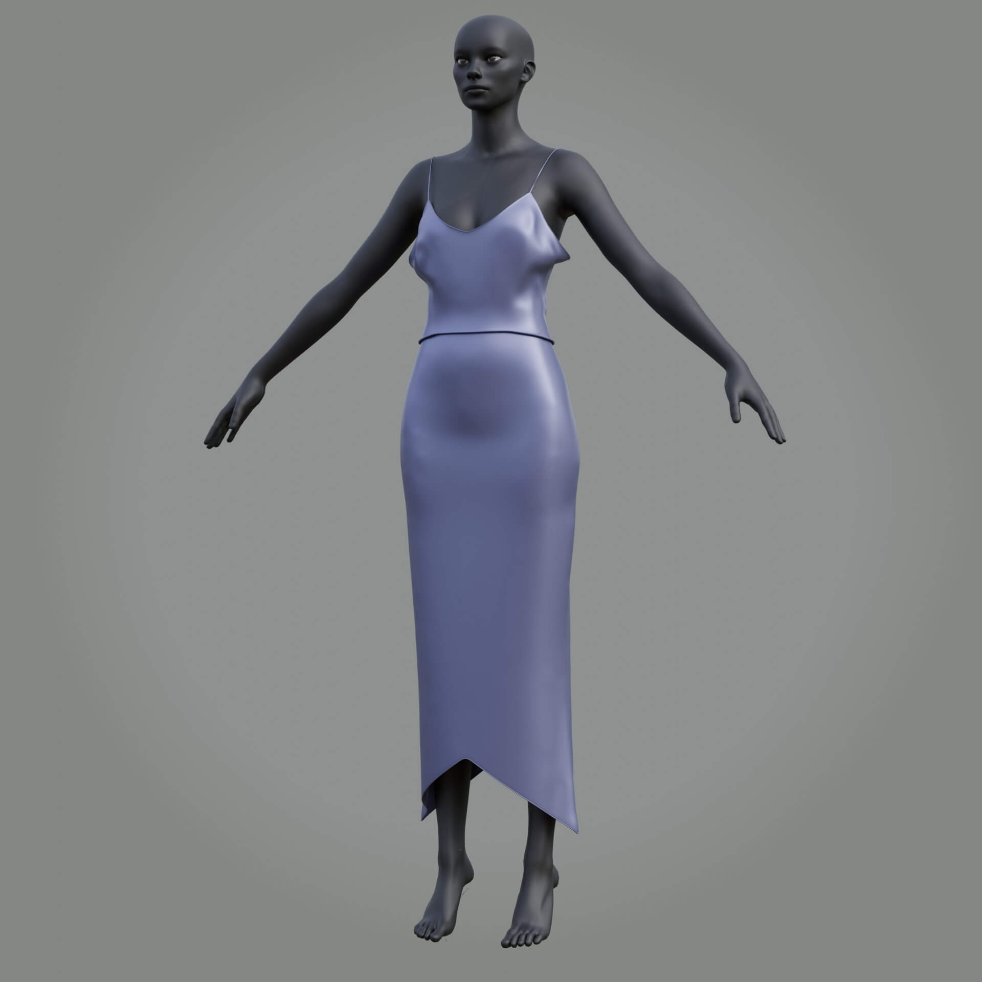 3D Female Outfit - 2Piece Silk Dress by Nana Jimoh