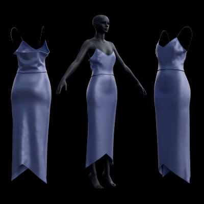 3D Female Outfit - 2Piece Silk Dress by Nana Jimoh