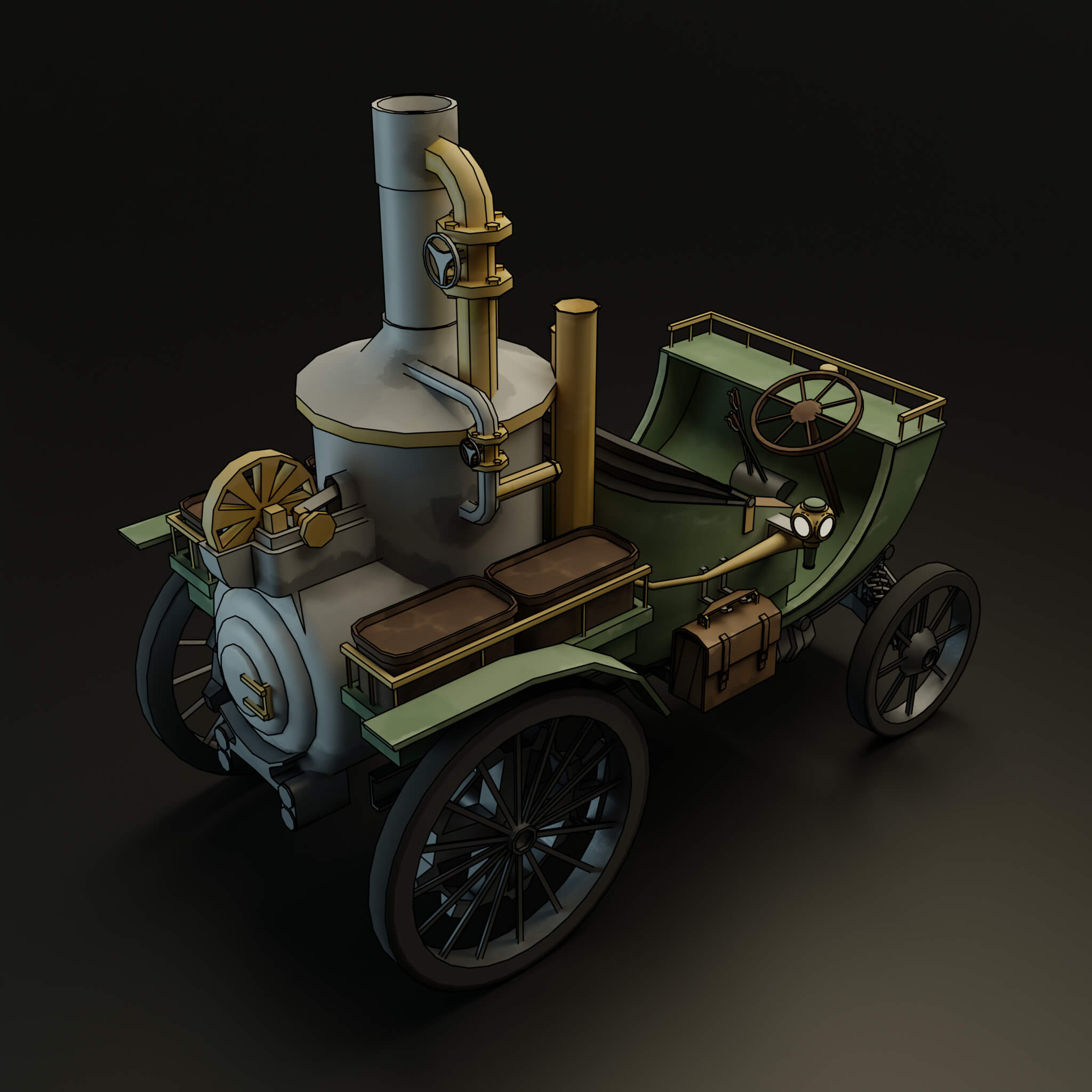 Steam Punk Car - 3D Model by Nangliy