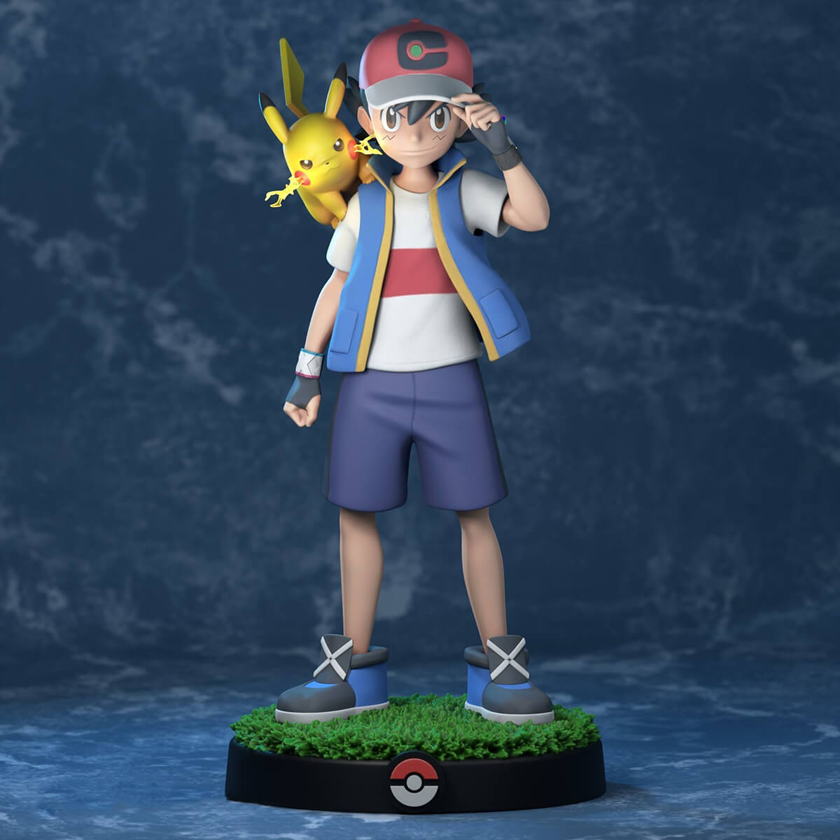 Ash - Satoshi and Pikachu - Pokemon Journeys Figure 3D Model by Navaler