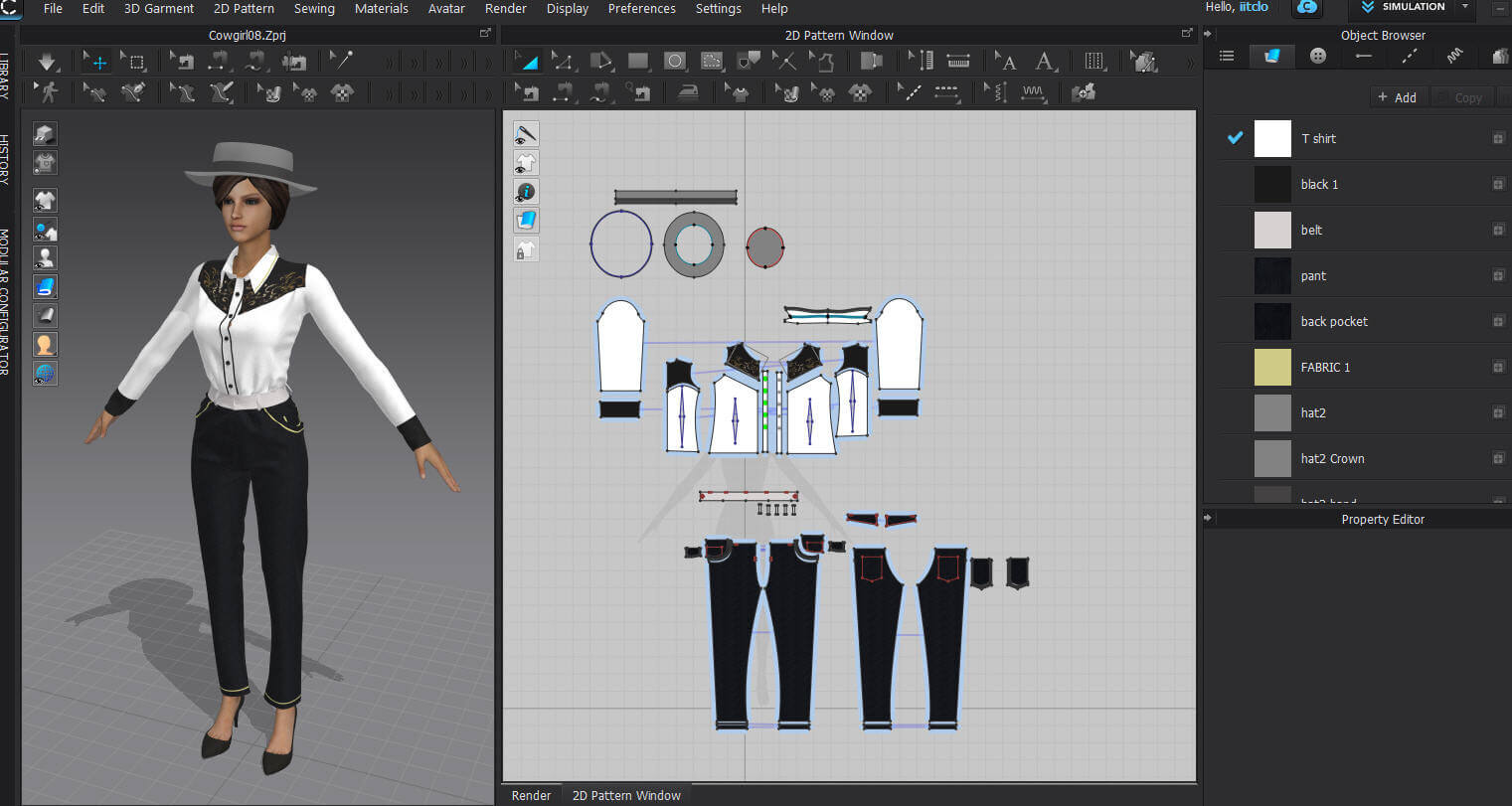 Cowgirl Simple Clothes - MD/Clo3D + OBJ&FBX Free 3D Model by navigator