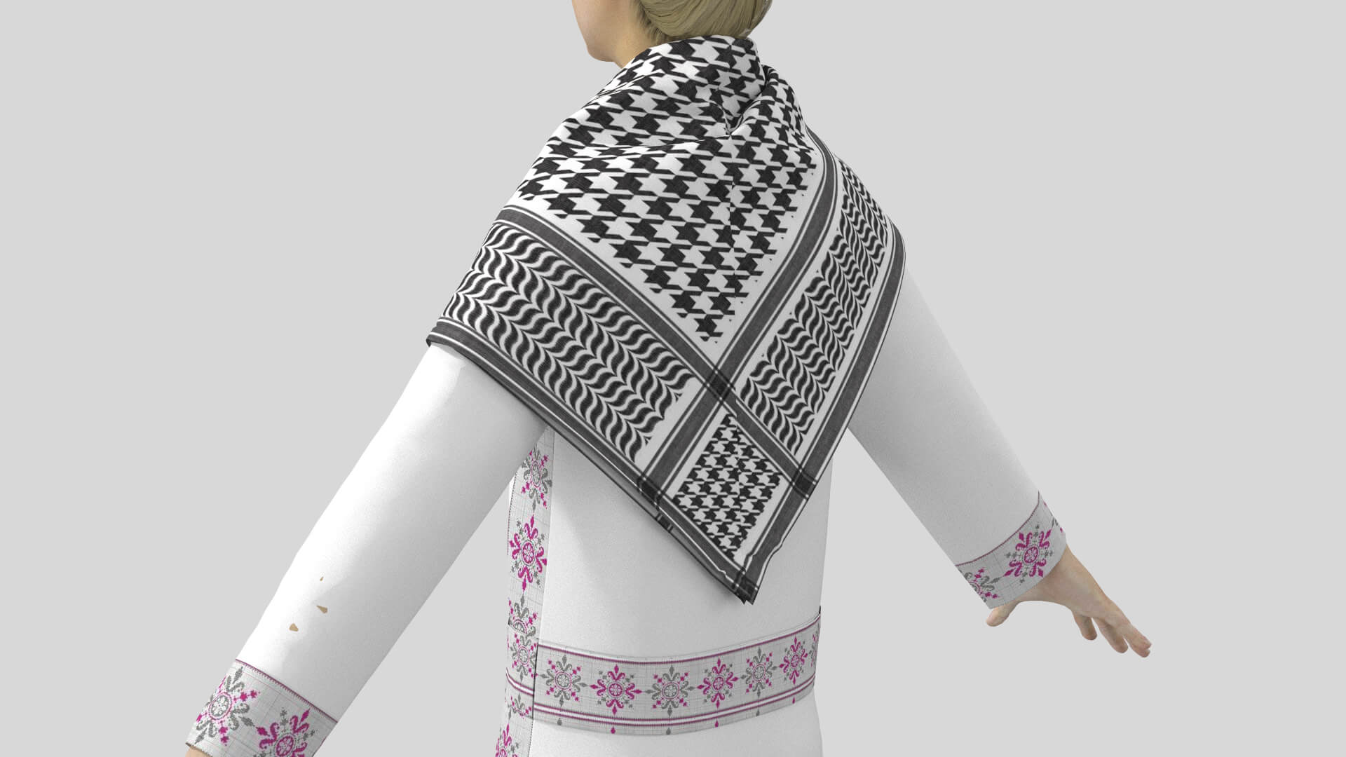 Female Dress With Kufiya and Palestine Design, MD, Clo3D - 3D Model by ...