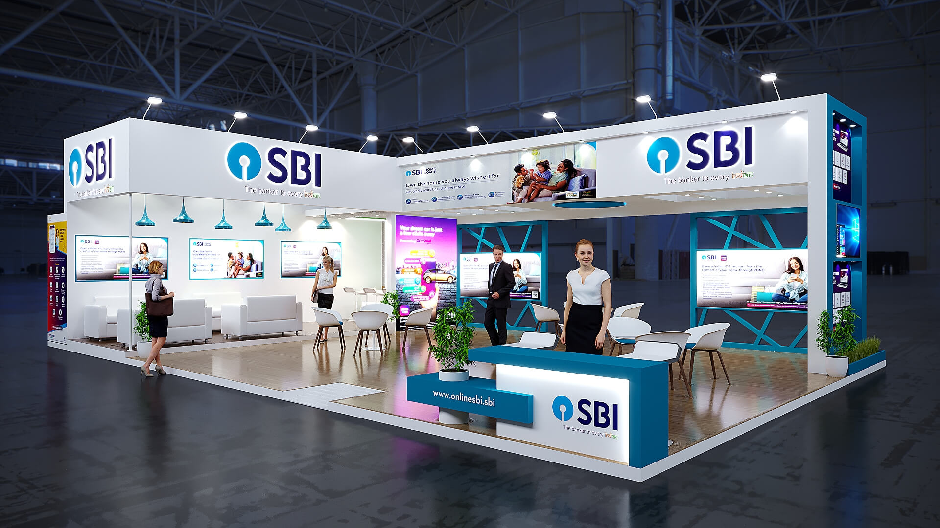 Exhibition Stand SBI 3D Render, Digital Art by nayan3ddesigner