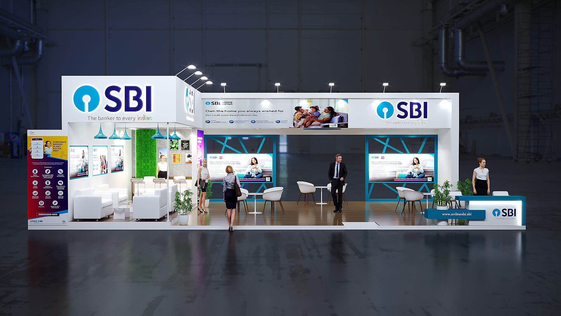 Exhibition Stand SBI 3D Render, Digital Art by nayan3ddesigner