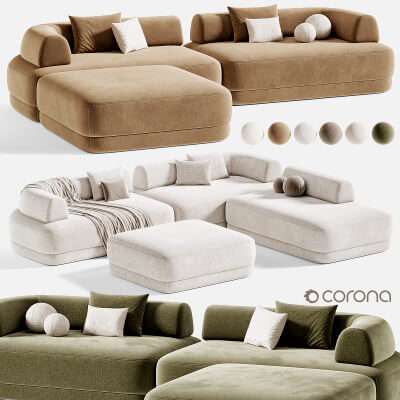 Bumper Sectional Sofa - 3D Model by Neeo