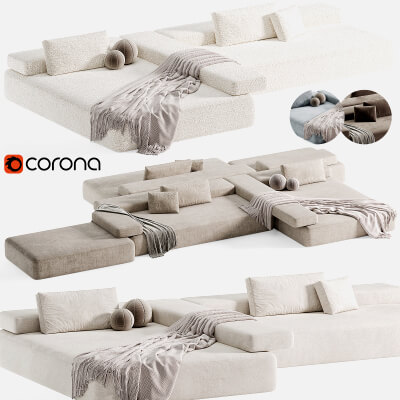 Cinder Block Scroll Sofa Modern by Wendelbo - 3D Model by Neeo