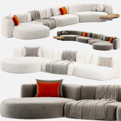 Oze Modular Sofa by Delcourt Collection - 3D Model by Neeo