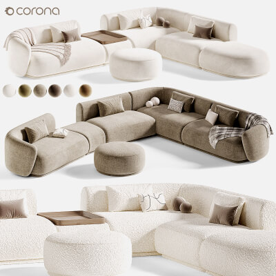 Rene Corner Sofa by Meridiani - 3D Model by Neeo