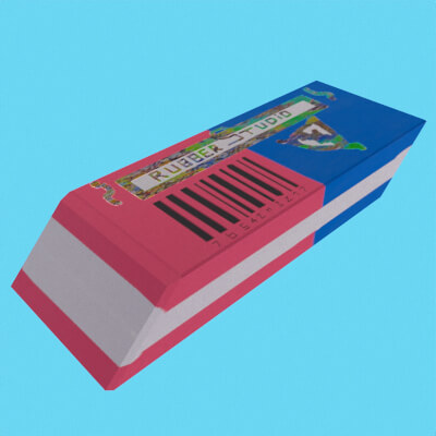 Giant Two-Tone Eraser 3D Model - Red & Blue Rubber Studio by nematjon