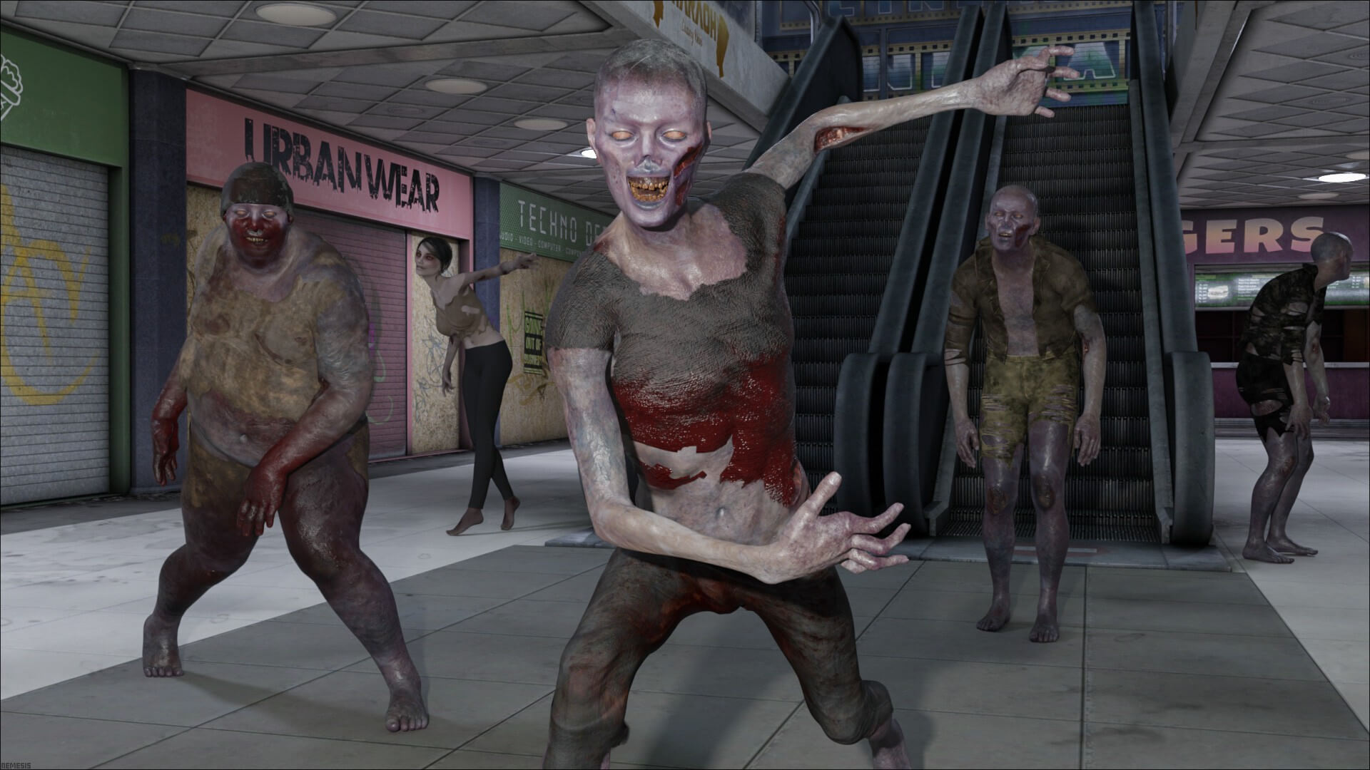 Zombie Invasion 3D Render, Digital Art by Nemesis74s