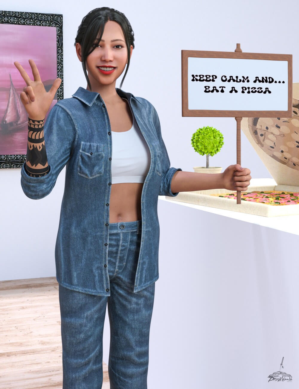 Small Sign and Poses for DAZ Studio by Nemesis74s