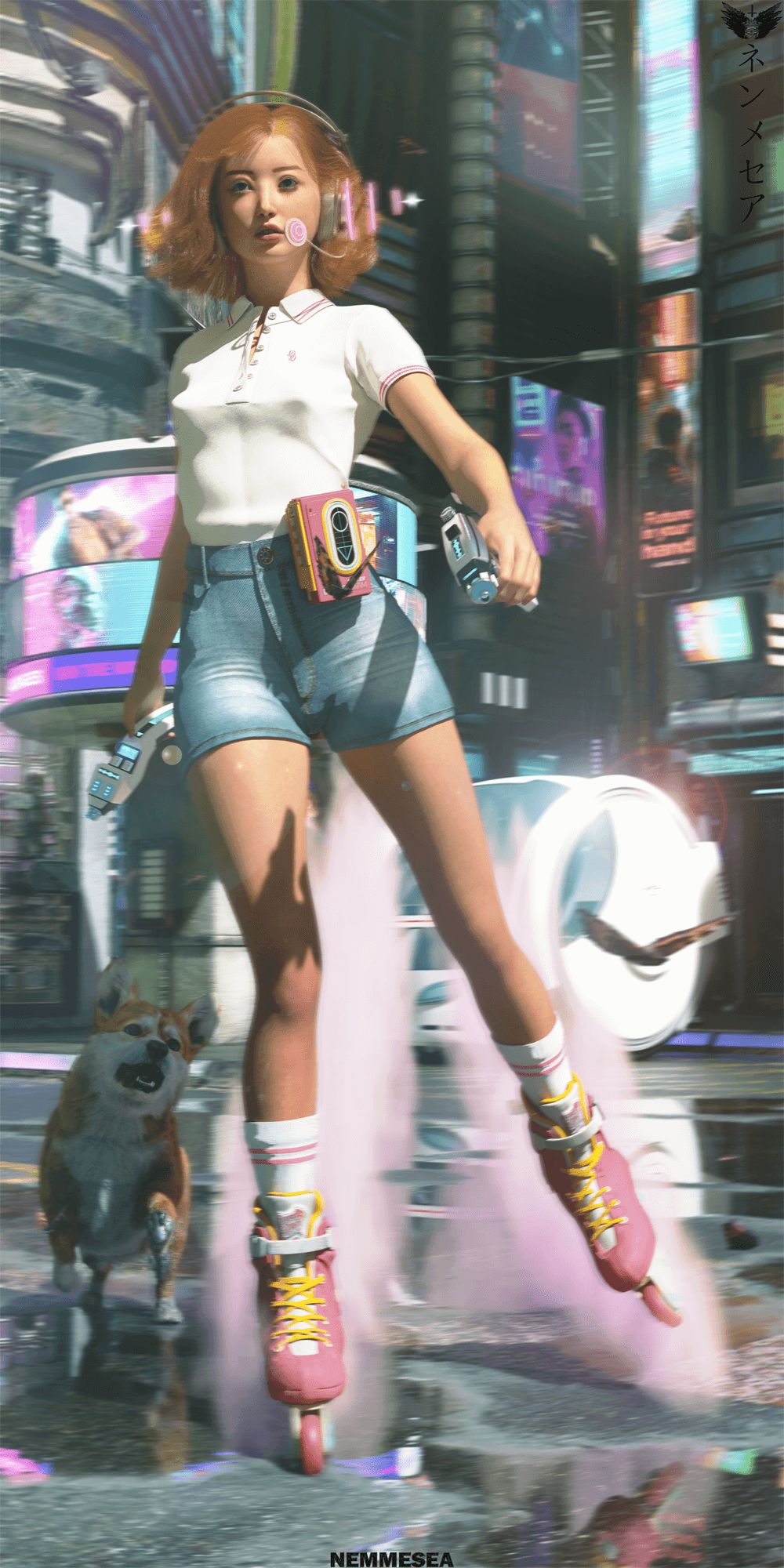 AleatoryHayuta #322 - Rollin' 3D Render, Digital Art by Nemmesea