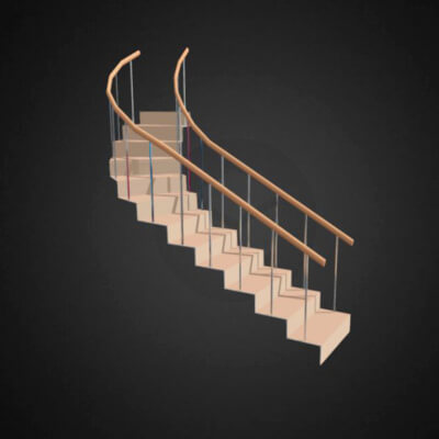 Stairs No 3 Wood - 3D Model by nemo81