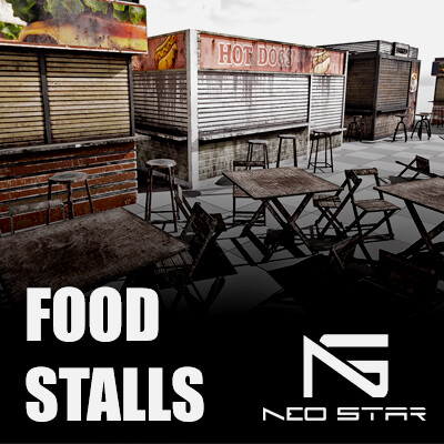 Post-Apocalyptic Abandoned Food Stalls 3D Model by NeoStar