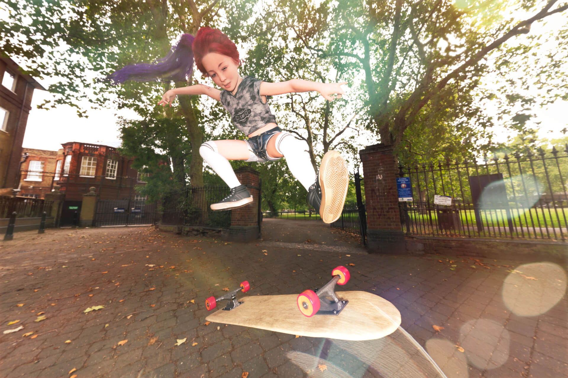 Gina skating in the park 3D Render | RenderHub Gallery