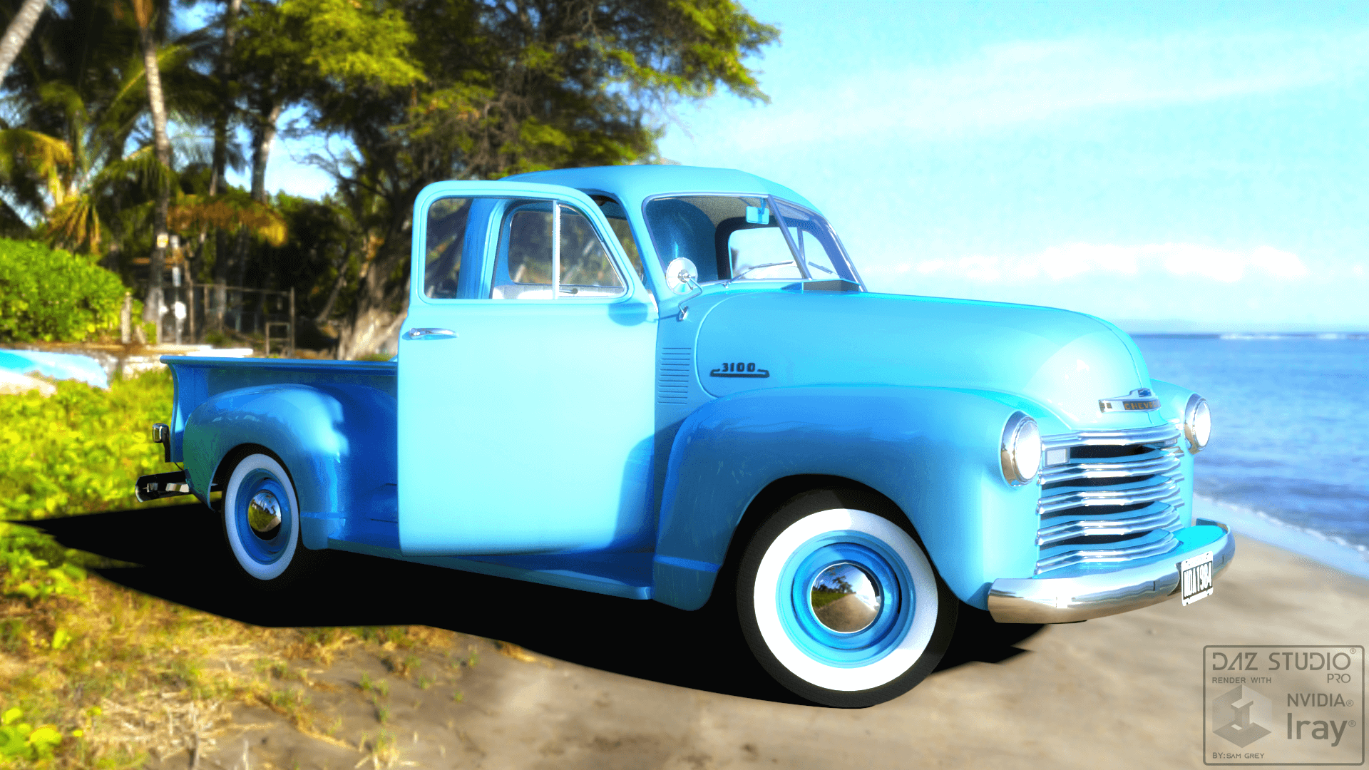 Chevy Pickup style 1951 3D Render, Digital Art by nerdadantes