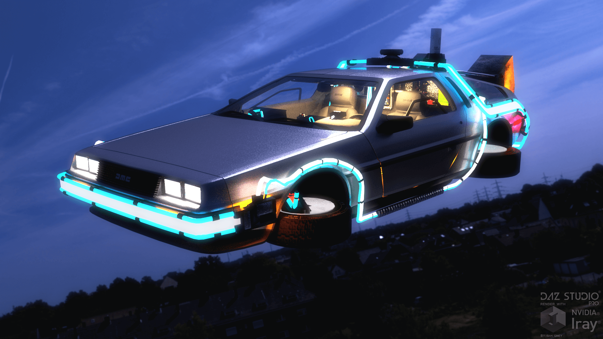 DeLorean DMC 1982 3D Render, Digital Art by nerdadantes