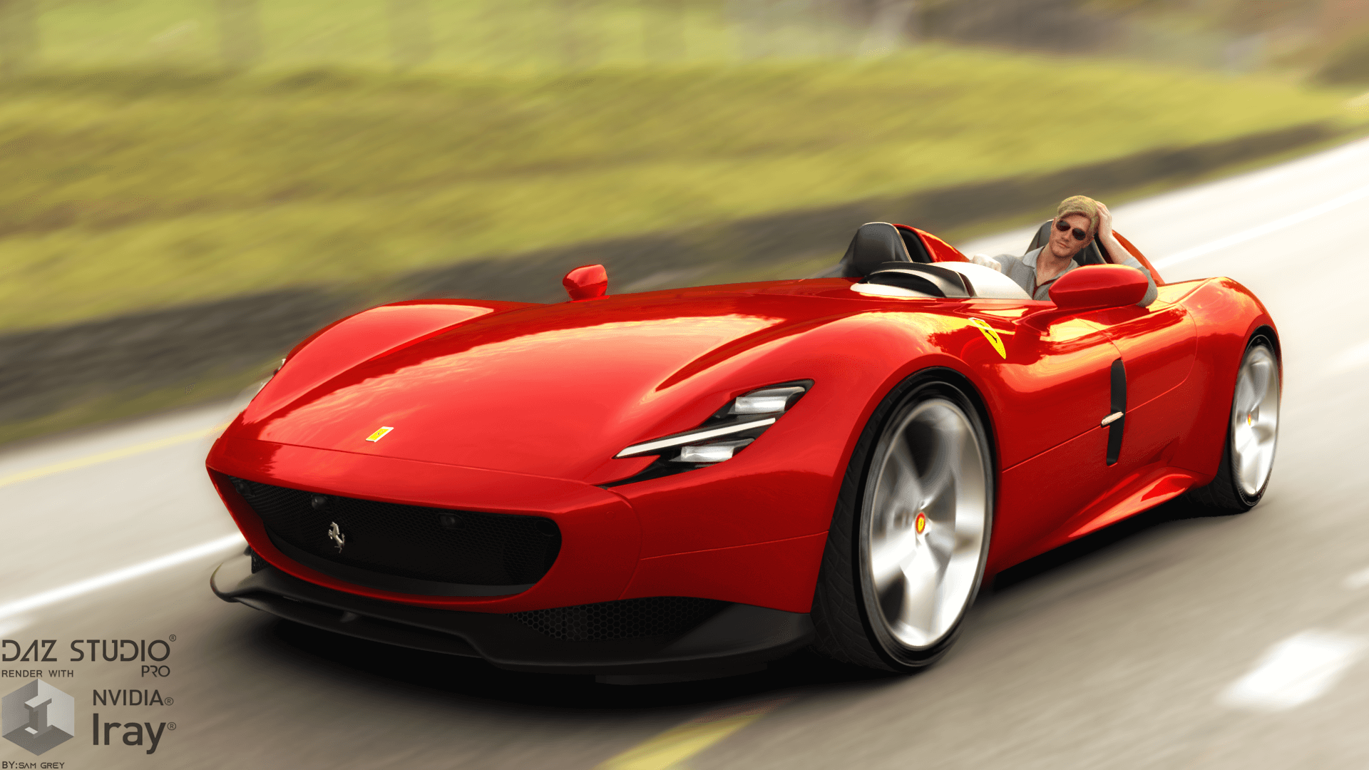 Ferrari Monza SP2 2019 3D Render, Digital Art by nerdadantes