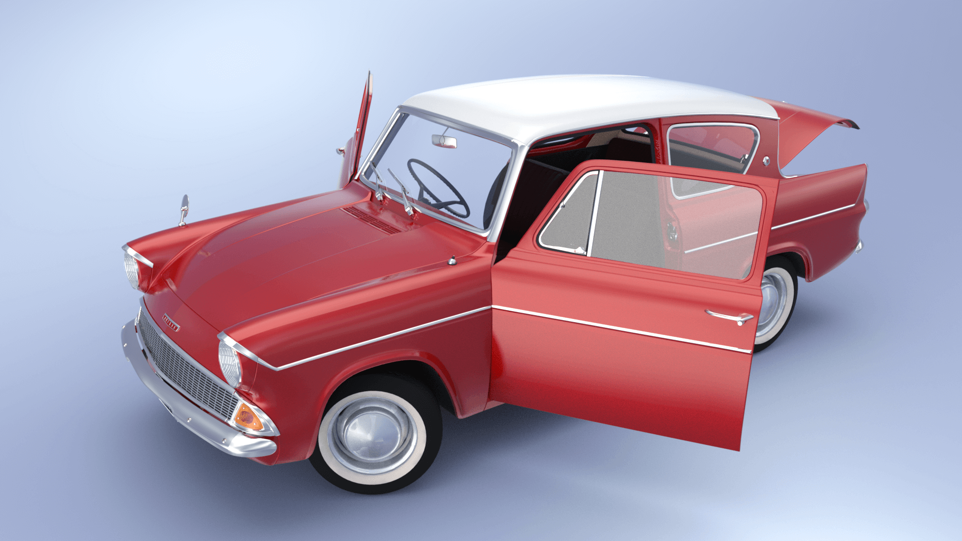 Ford Anglia 1959 3D Render, Digital Art by nerdadantes