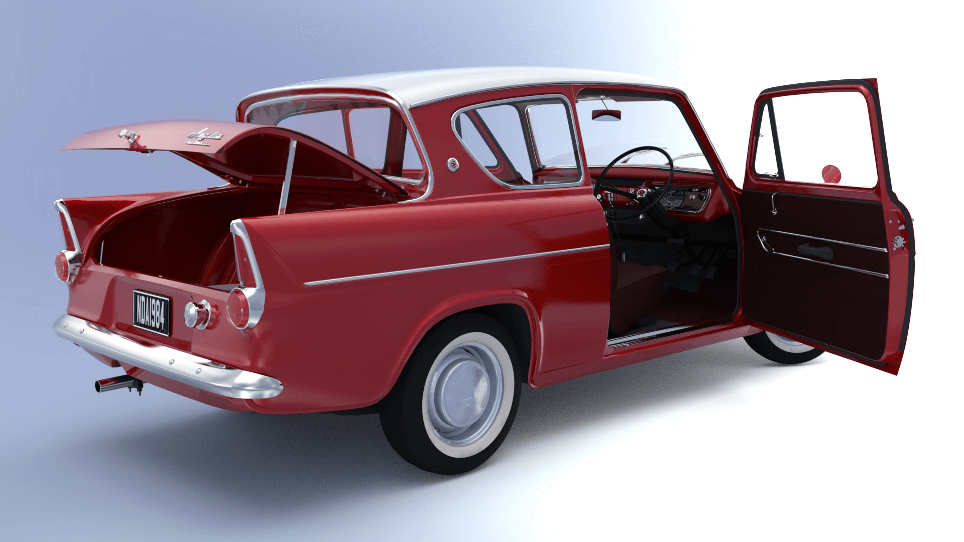 Ford Anglia 1959 3D Render, Digital Art by nerdadantes