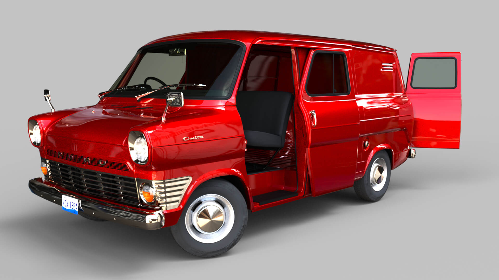 Ford Transit 1965 3D Model 3D Render, Digital Art by nerdadantes