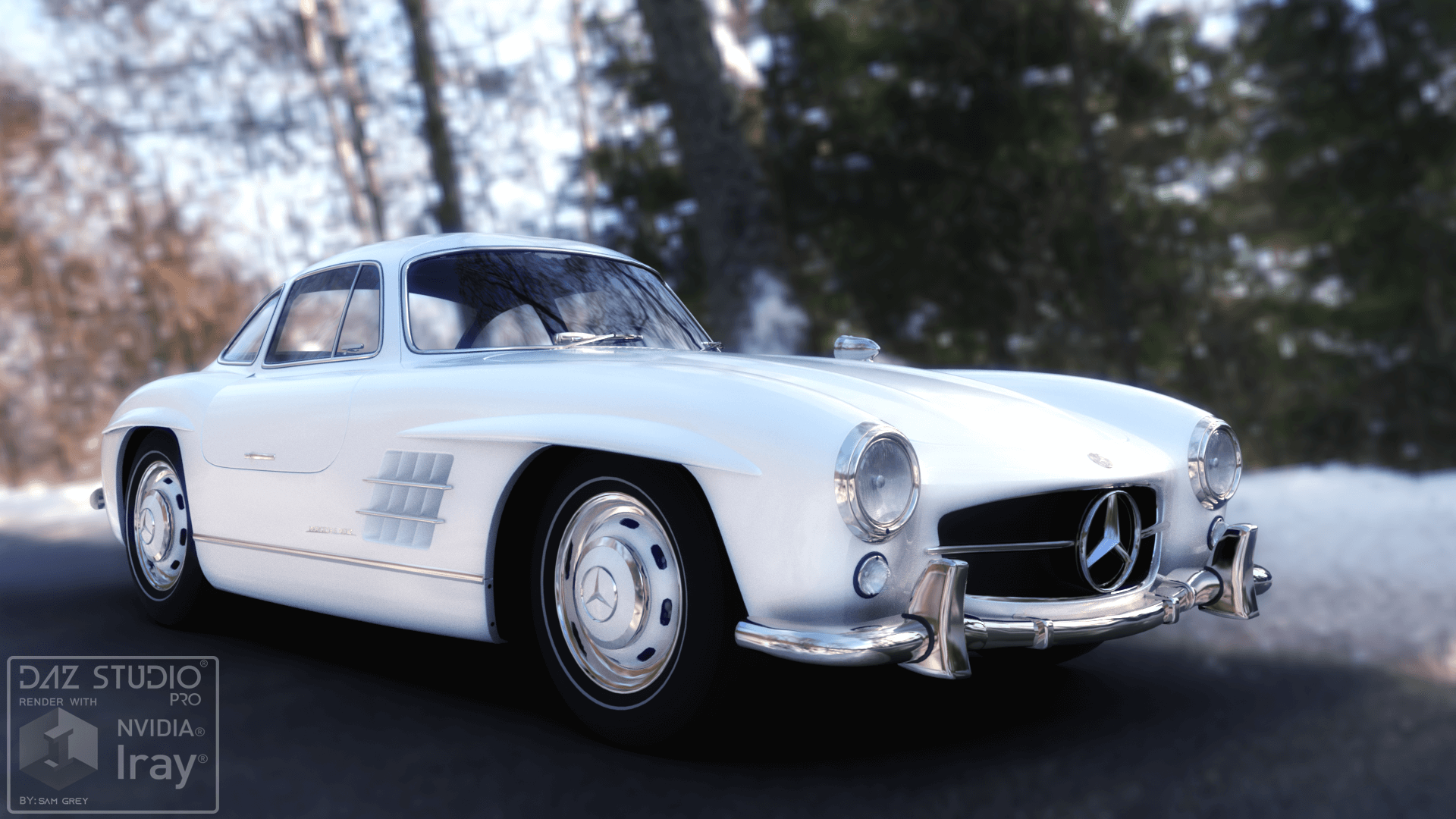 Mercedes-Benz 300SL 1955 3D Render, Digital Art by nerdadantes