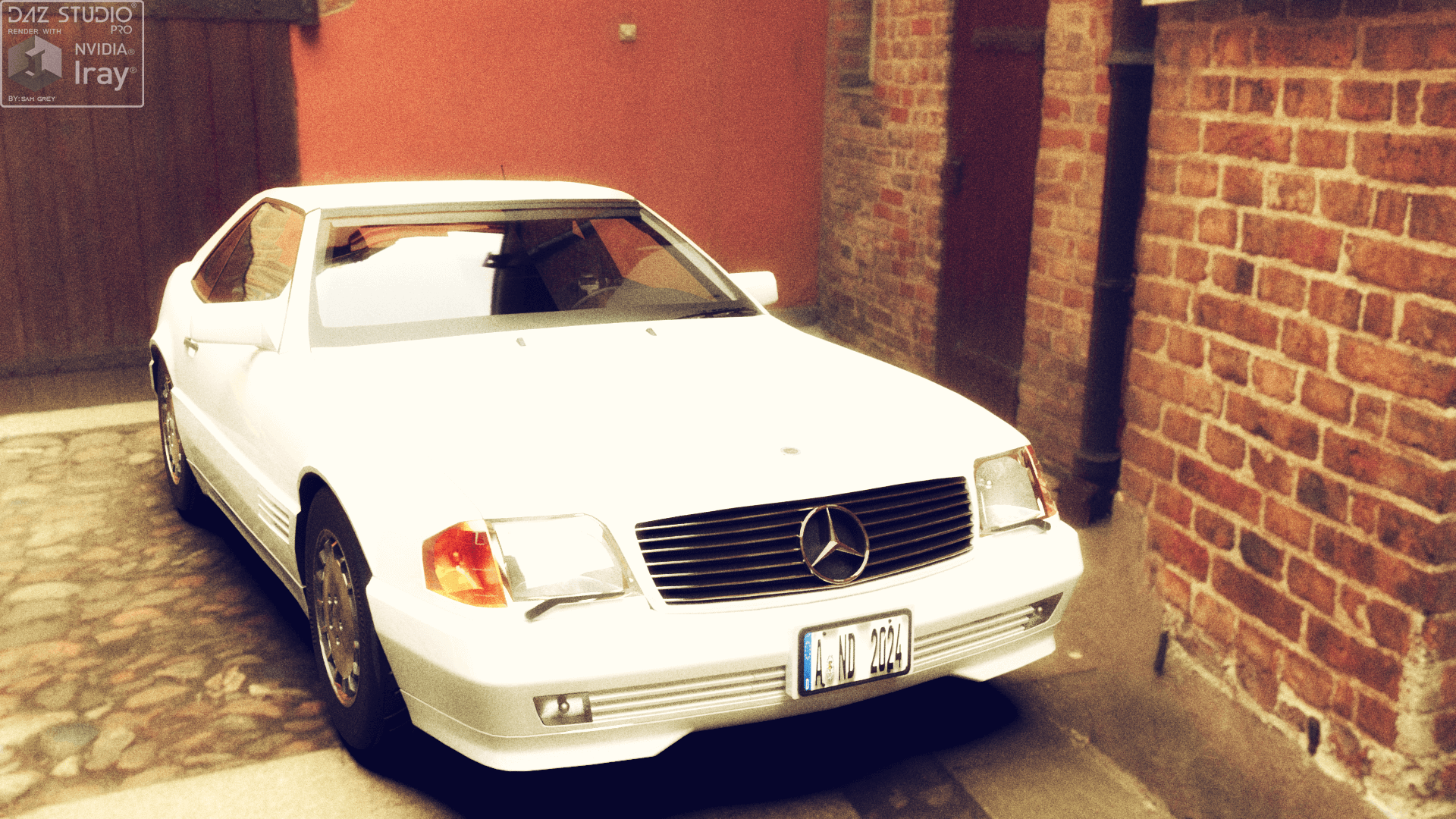 Mercedes-Benz SL 1990 3D Render, Digital Art by nerdadantes