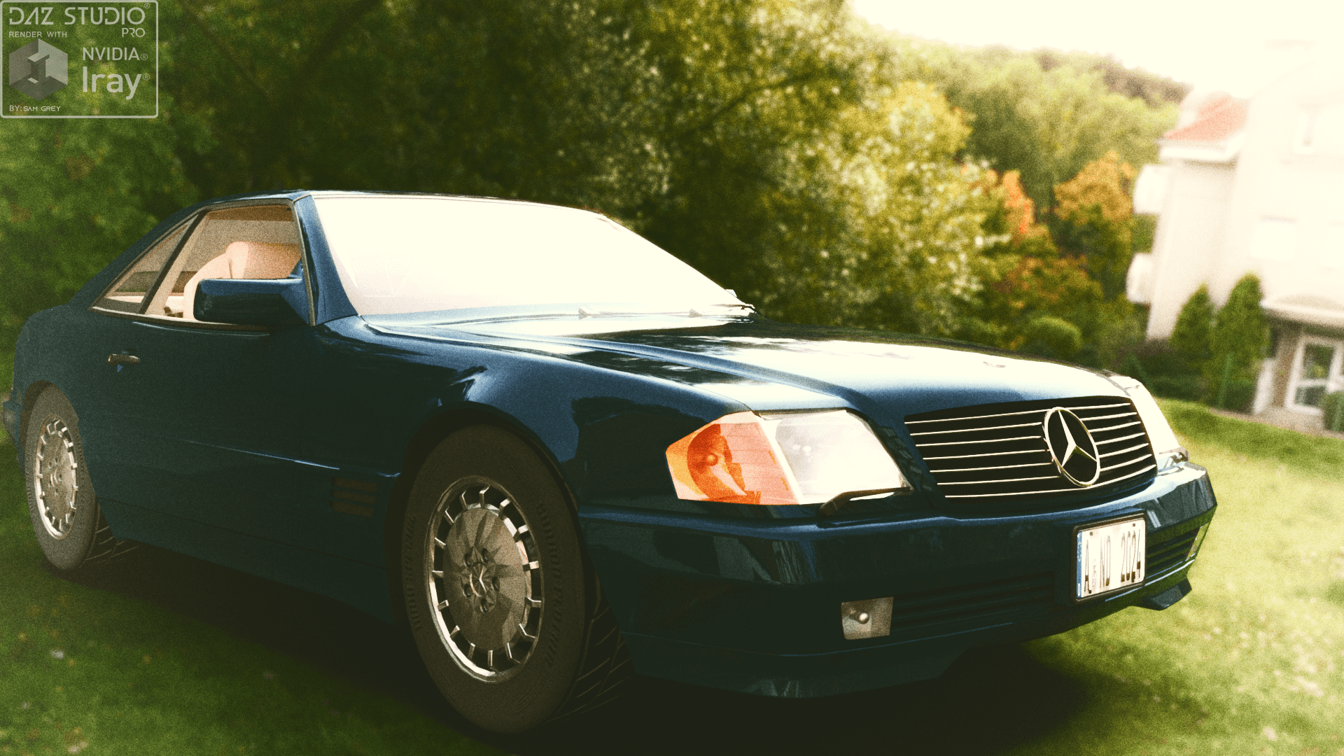 Mercedes-Benz SL 1990 3D Render, Digital Art by nerdadantes