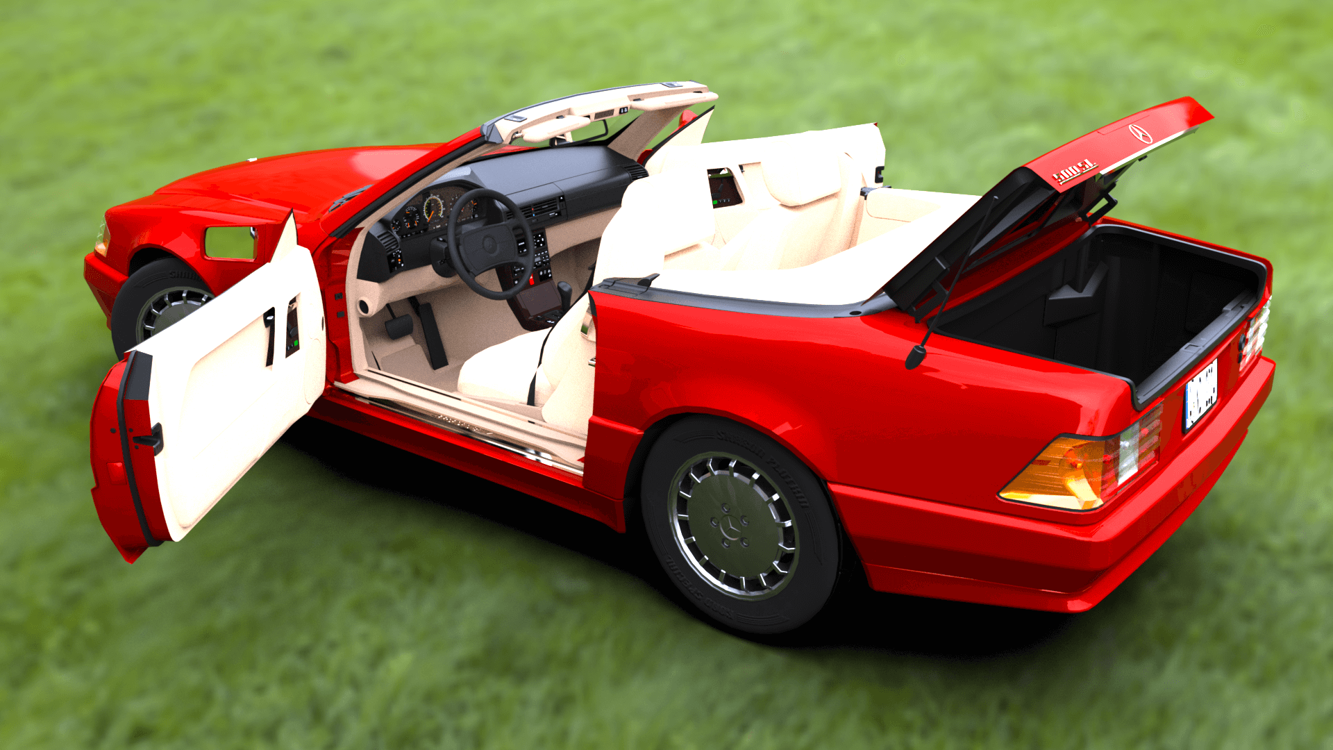 Mercedes-Benz SL 1990 3D Render, Digital Art by nerdadantes