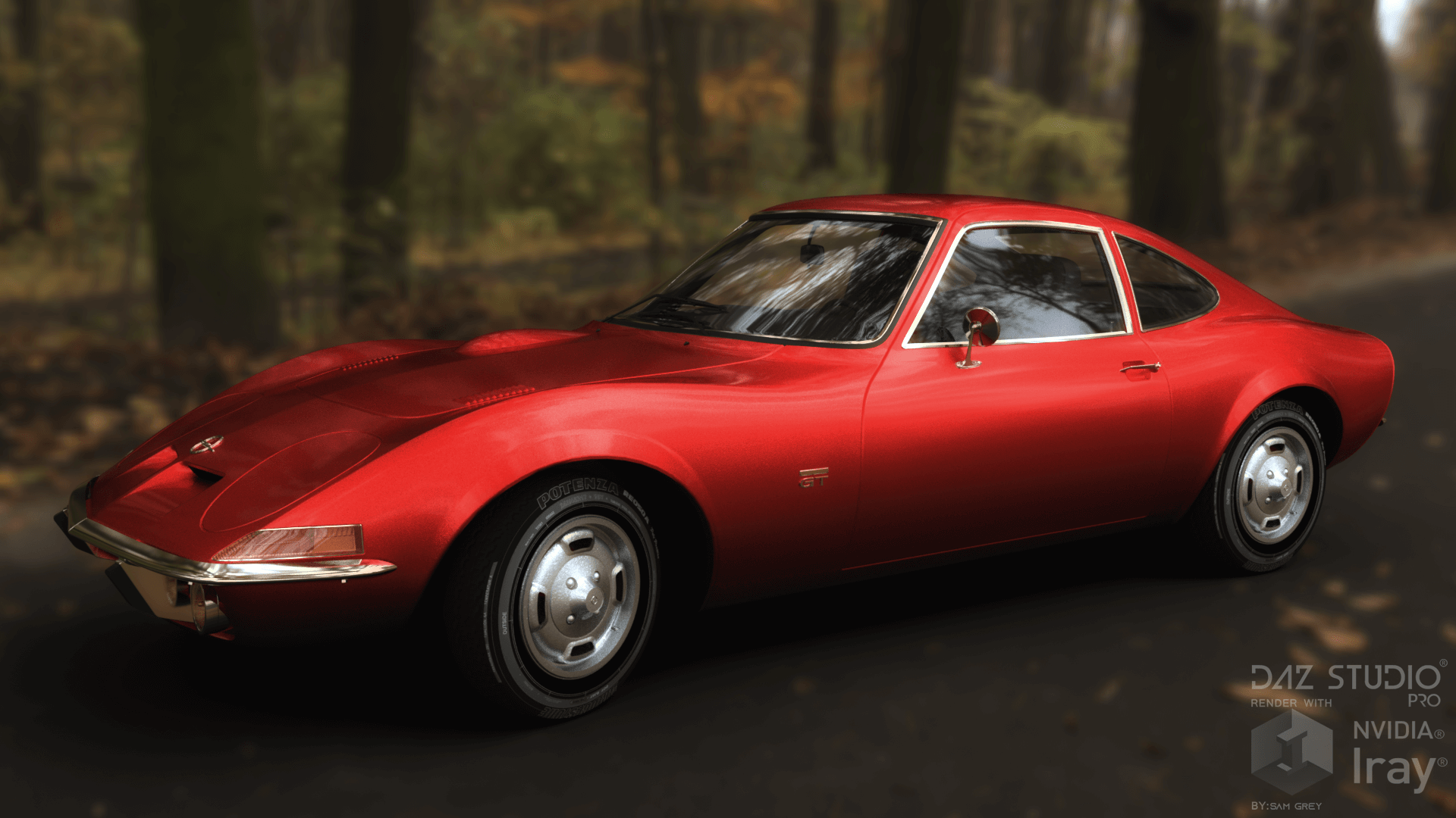 Opel GT 1968 3D Render, Digital Art by nerdadantes