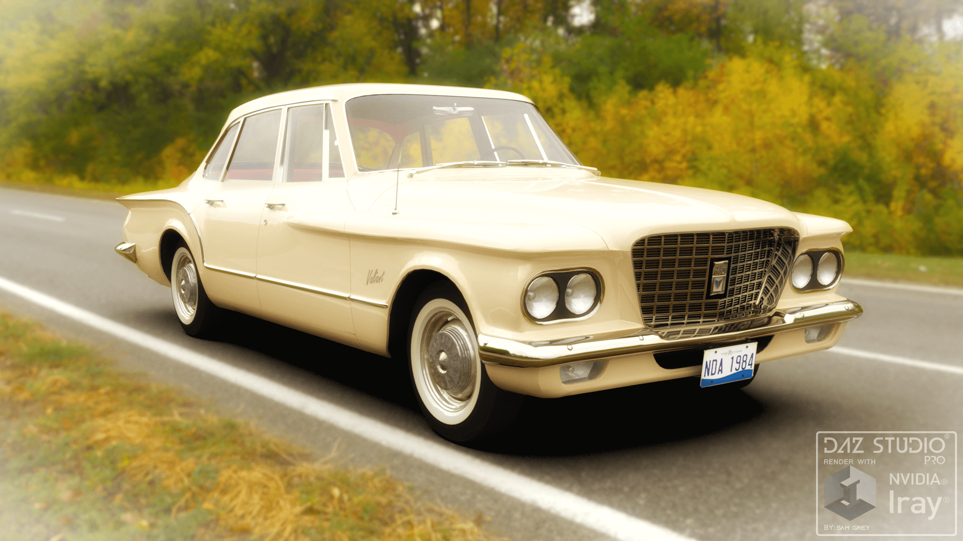 Plymouth Valiant 1960 3D Render, Digital Art by nerdadantes