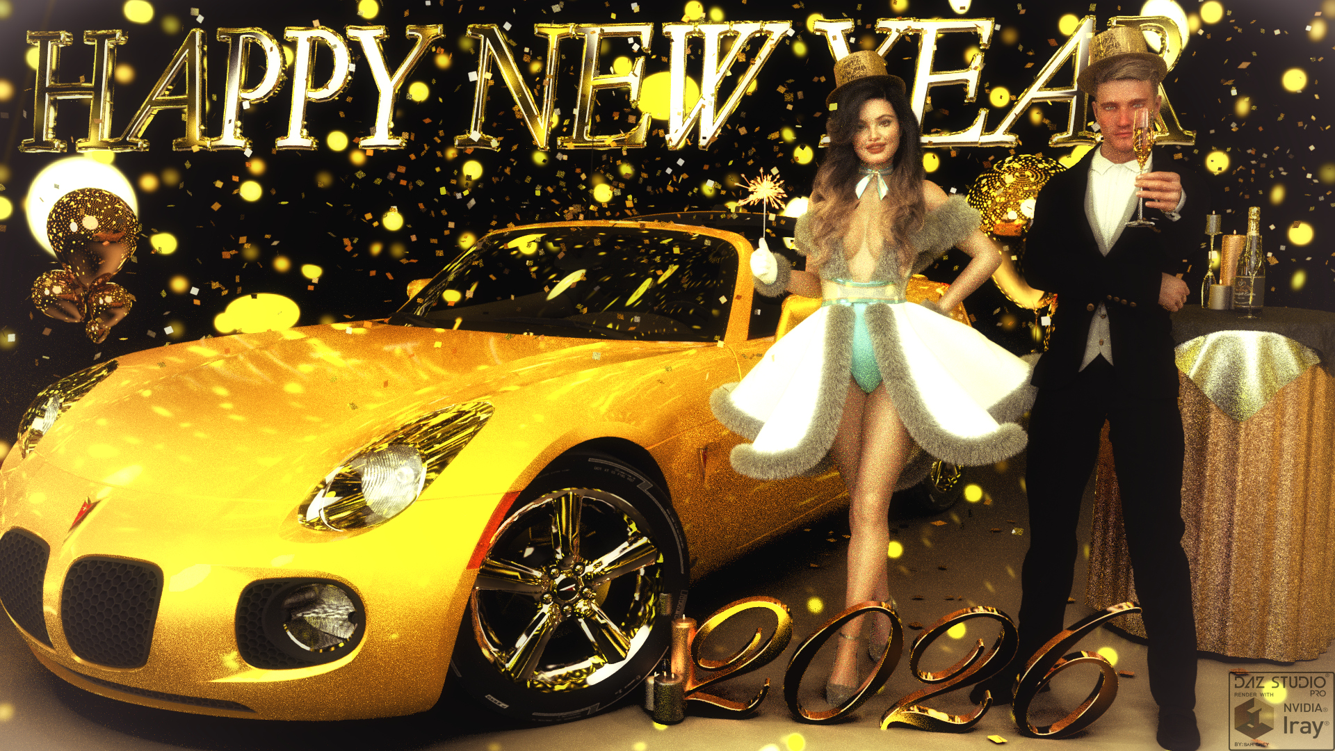 Pontiac Solstice GXP 2009 3D Render, Digital Art by nerdadantes