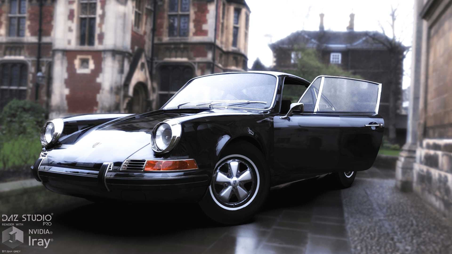 Porsche 911 1969 3D Render, Digital Art by nerdadantes