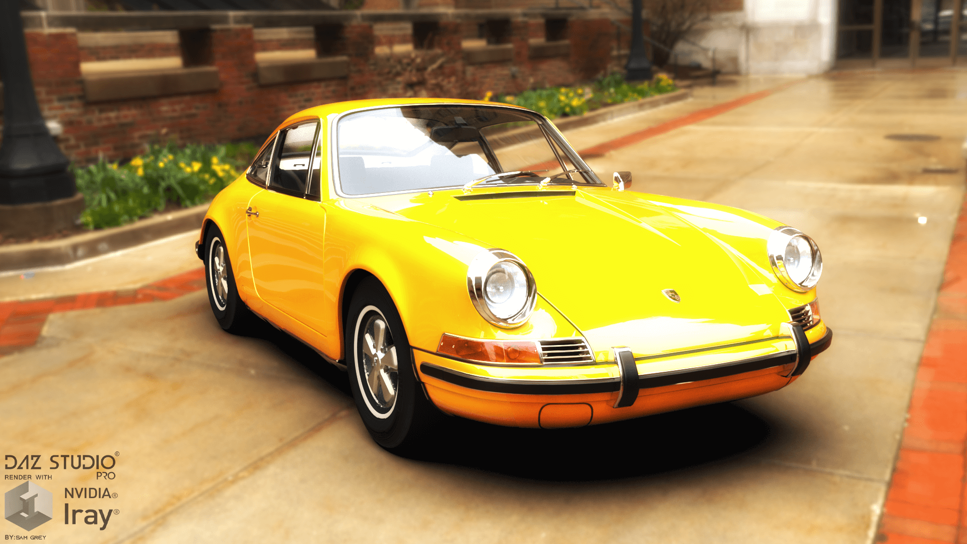 Porsche 911 1969 3D Render, Digital Art by nerdadantes