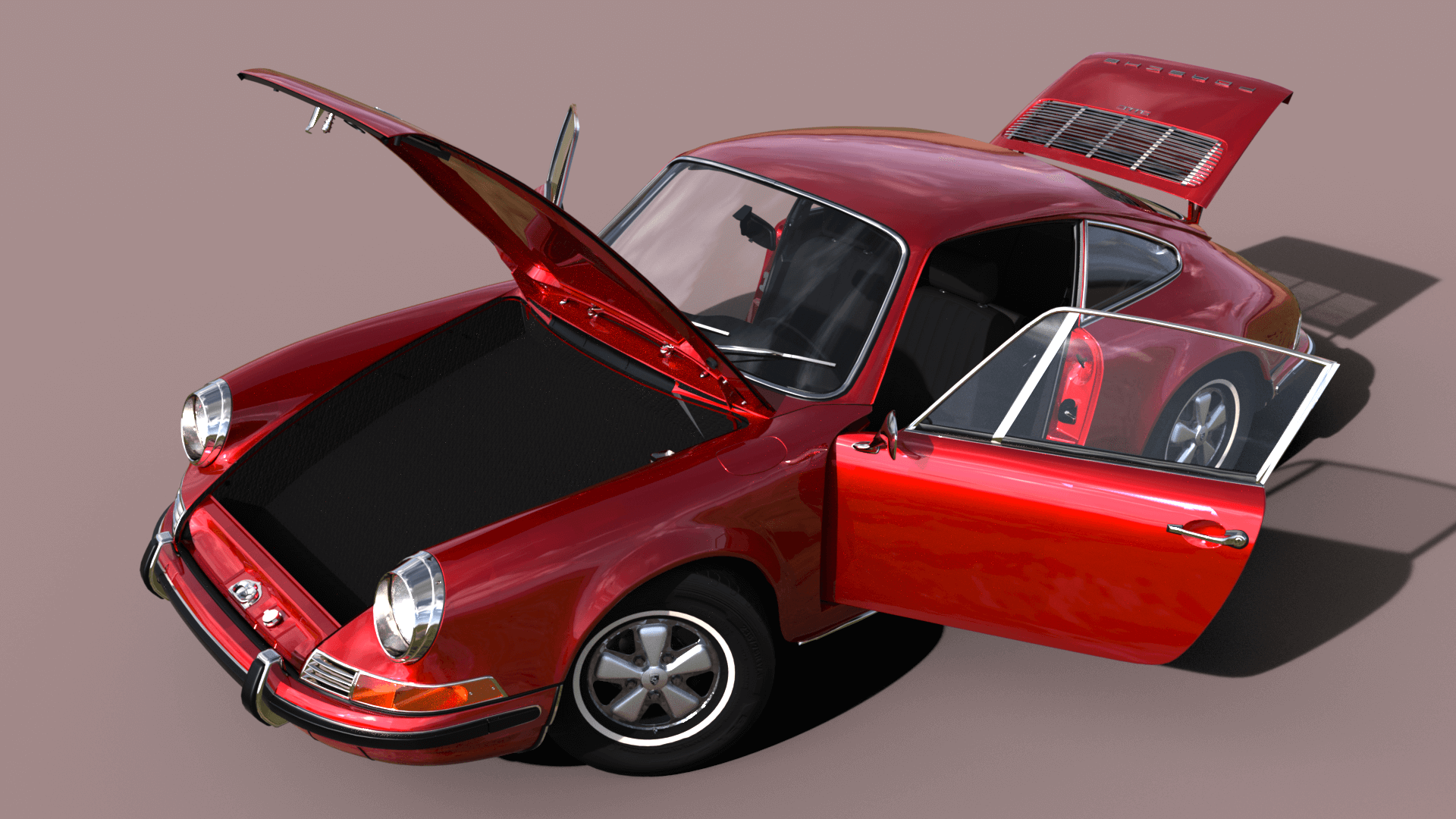 Porsche 911 1969 3D Render, Digital Art by nerdadantes