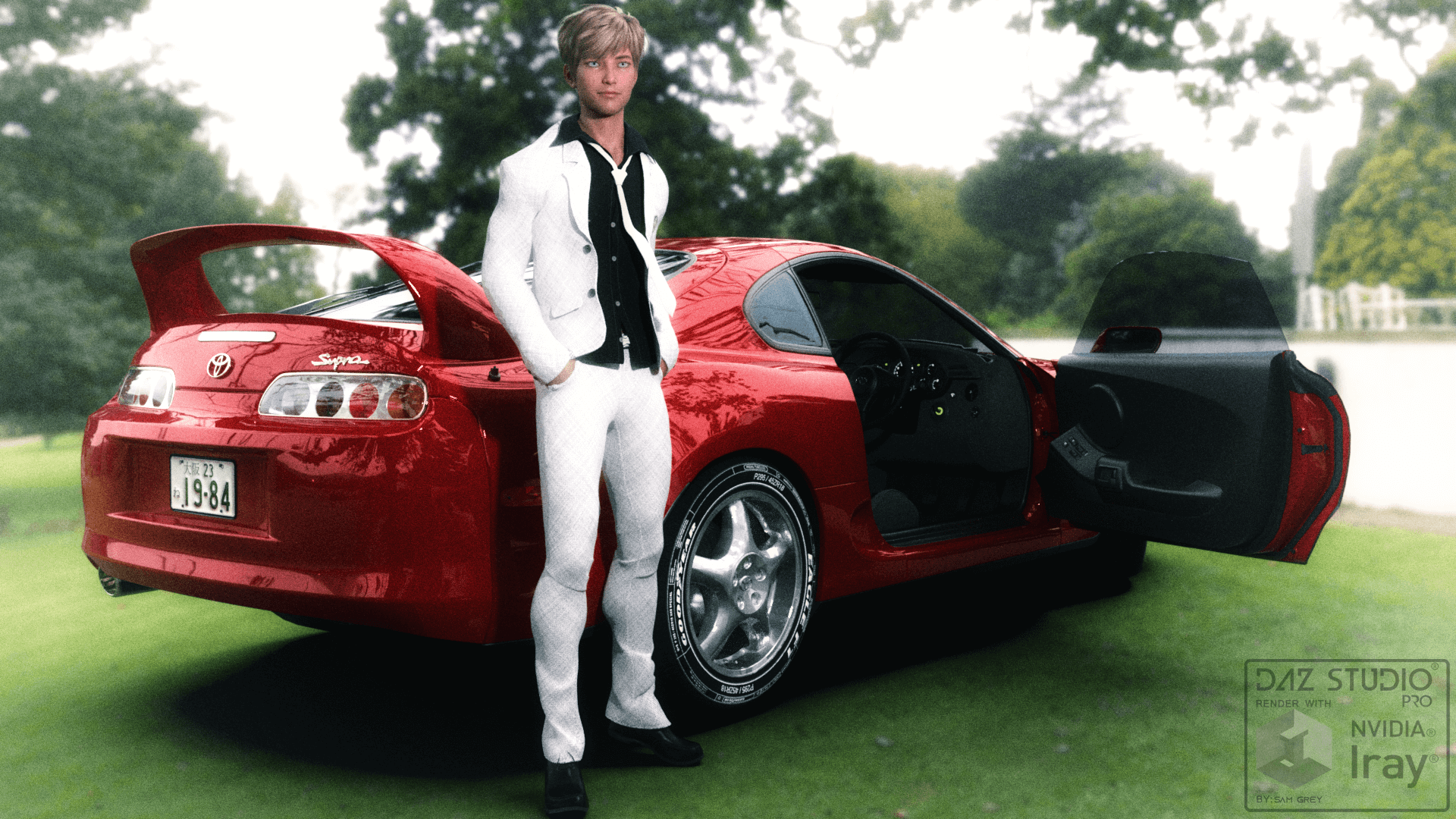 Toyota Supra RZ 1998 3D Render, Digital Art by nerdadantes