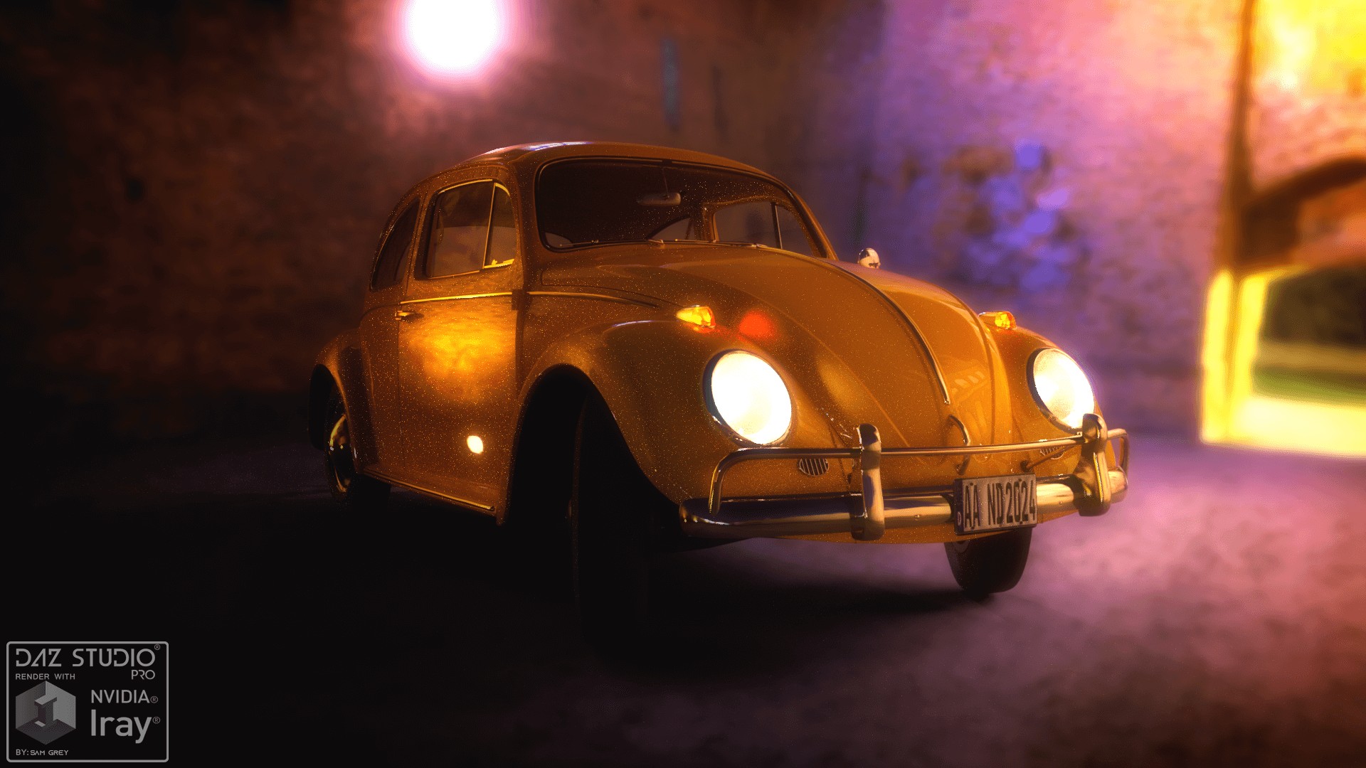 Volkswagen Beetle 1967 3D Render, Digital Art by nerdadantes