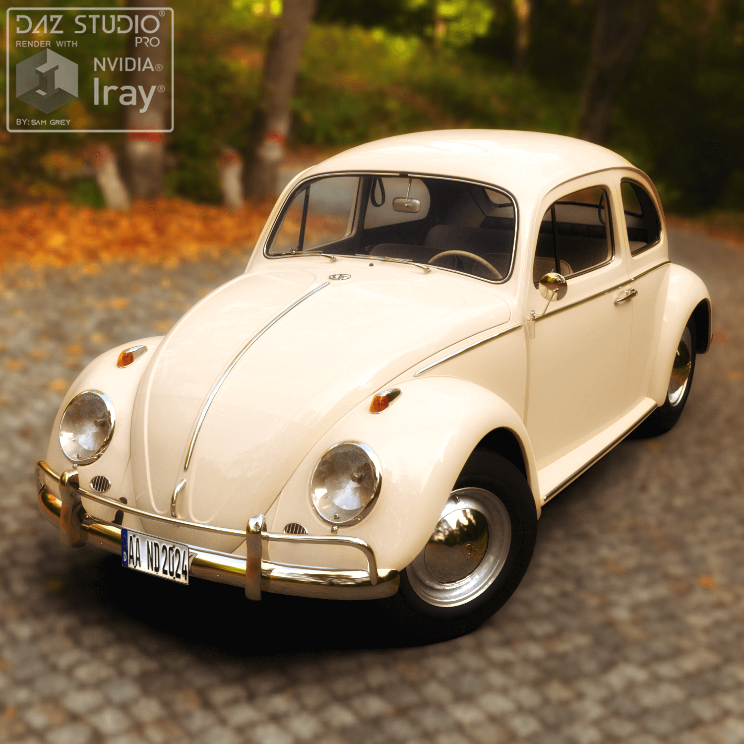 Volkswagen Beetle 1967 3D Render, Digital Art by nerdadantes