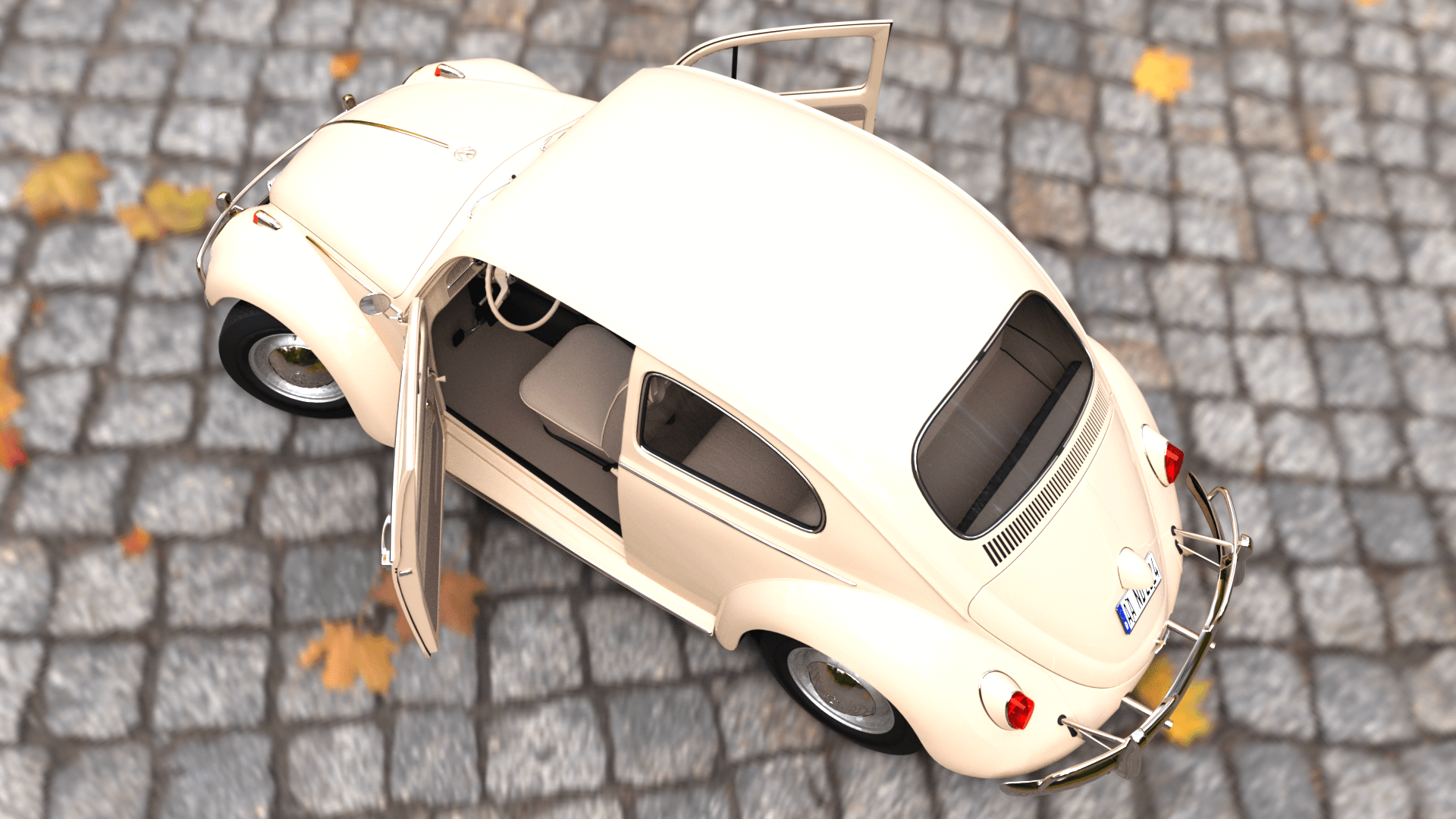 Volkswagen Beetle 1967 3D Render, Digital Art by nerdadantes