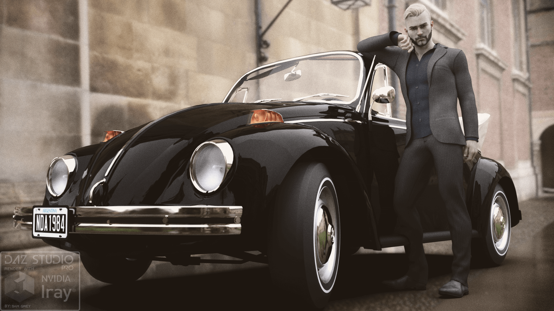 Volkswagen Beetle Convertible 1968 3D Render by nerdadantes