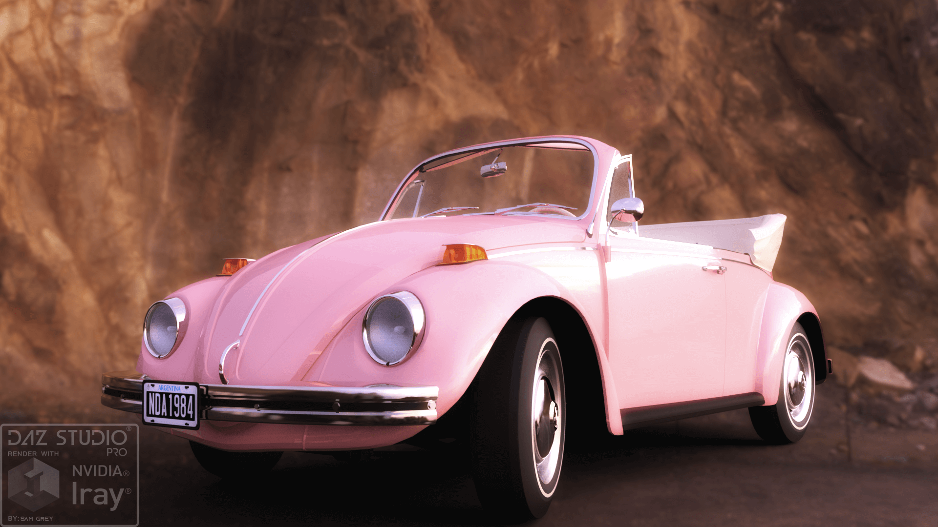 Volkswagen Beetle Convertible 1968 3D Render | RenderHub Gallery
