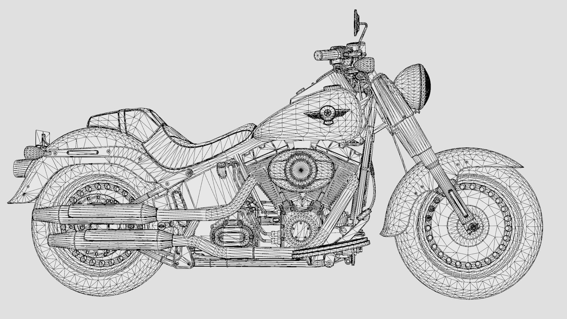 Harley Davidson Fatboy Drawings